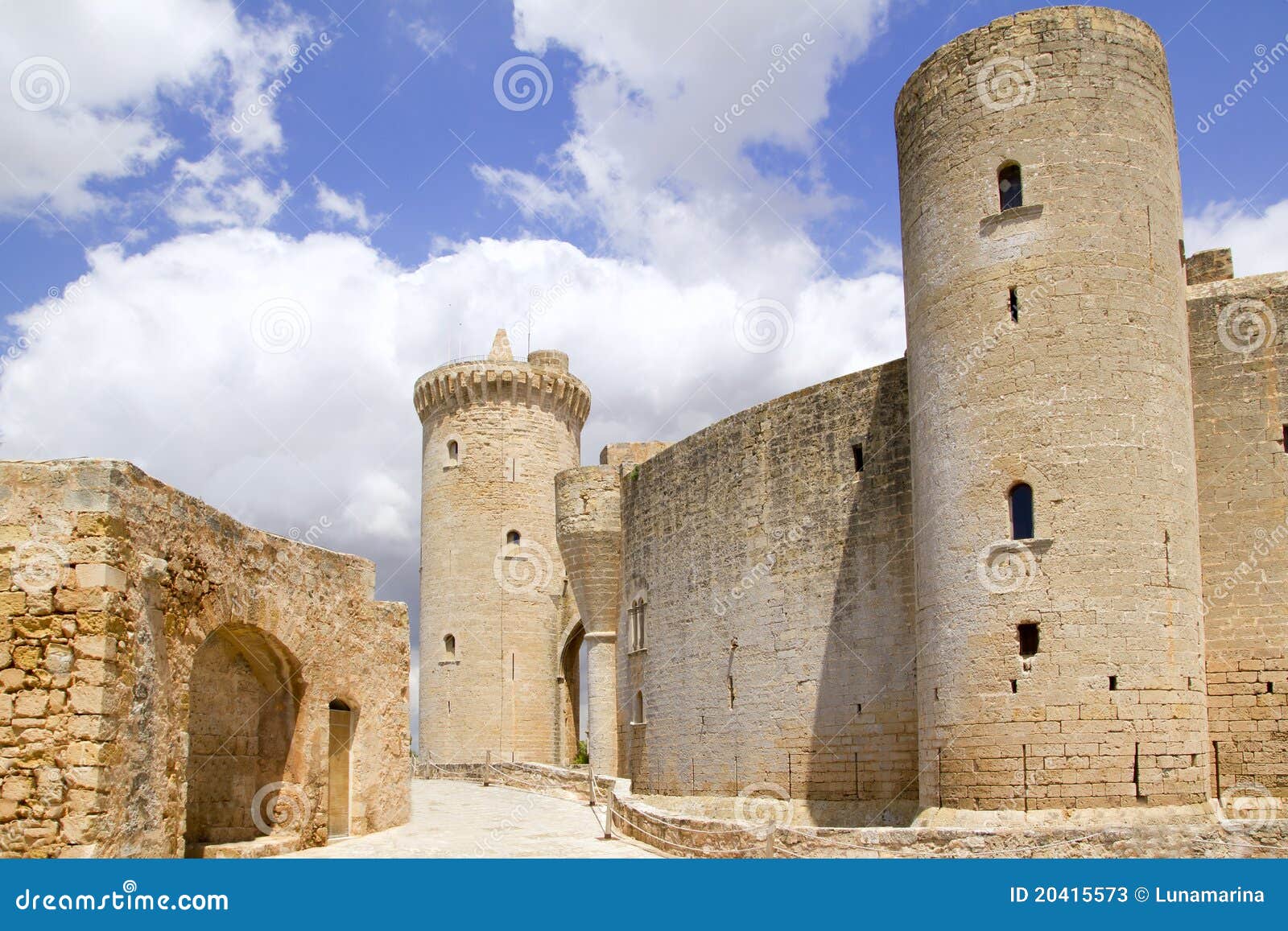 Castle Castillo De Bellver in Majorca Stock Image - Image of blue ...