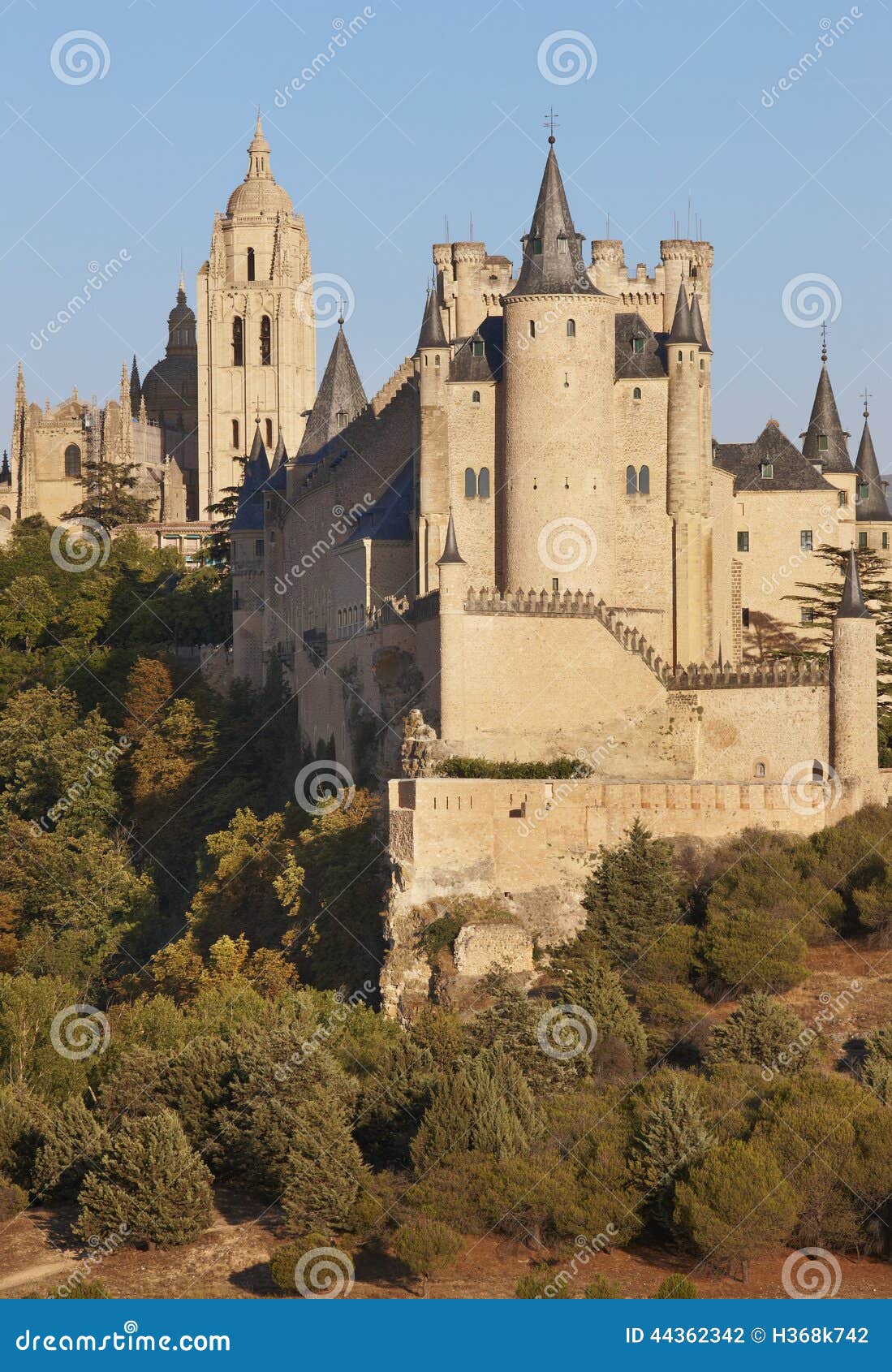 Castle and Cathedral at Sunset in Segovia. Alcazar Stock Photo - Image ...
