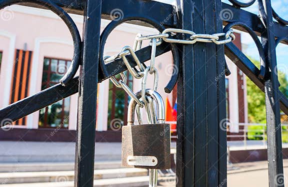 A Castle with Chains Hanging on an Gate Stock Photo - Image of power ...