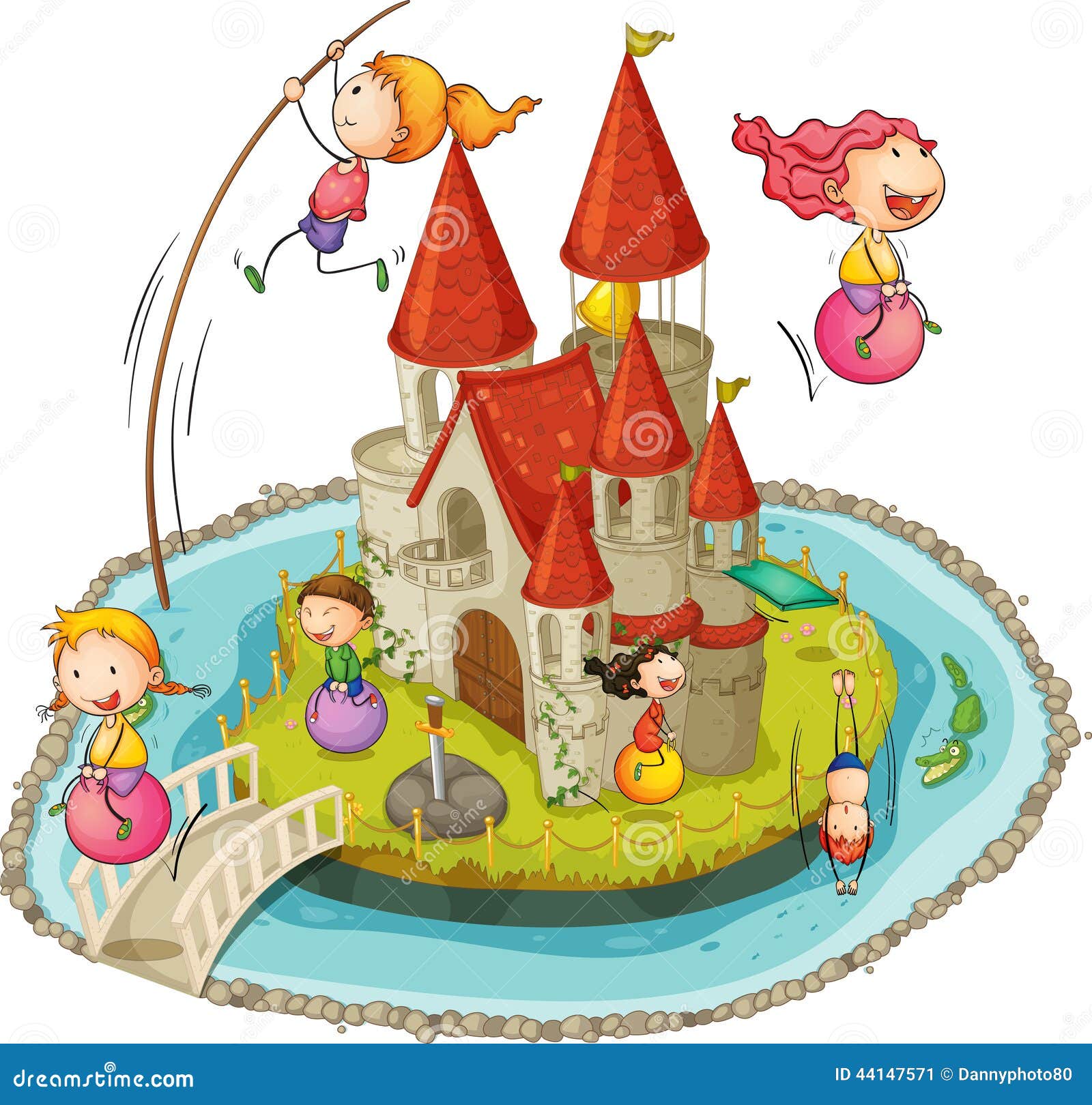 Castle and children stock vector. Illustration of balls - 44147571