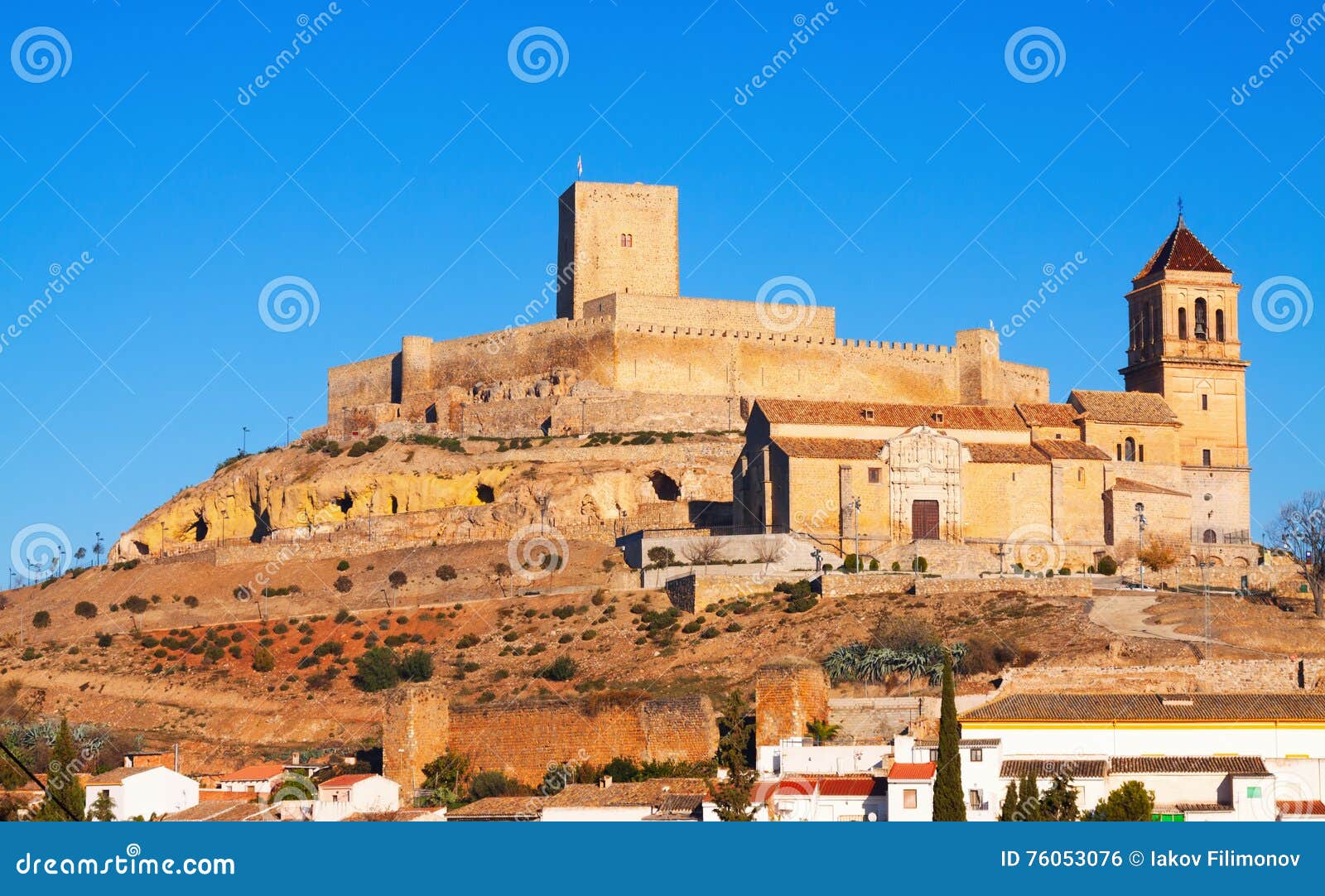 Castle and Church in Alcaudete Stock Photo - Image of building ...