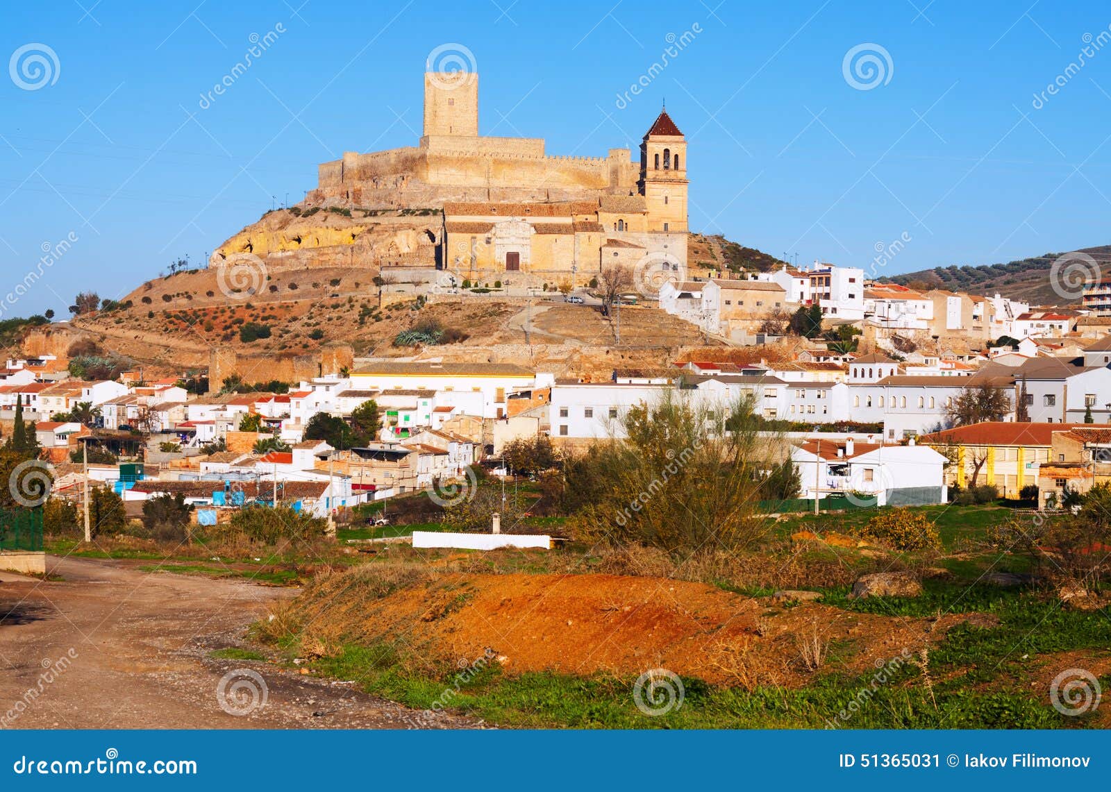 Castle and Church in Alcaudete Stock Image - Image of picturesque ...