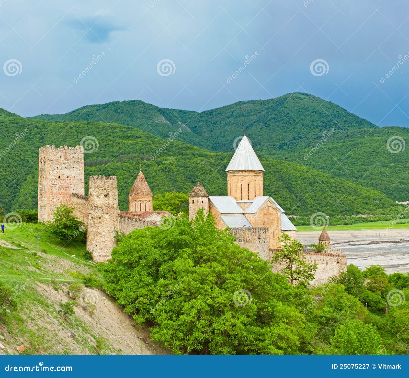 Castle with Church in Caucasus Region Stock Image - Image of castle ...