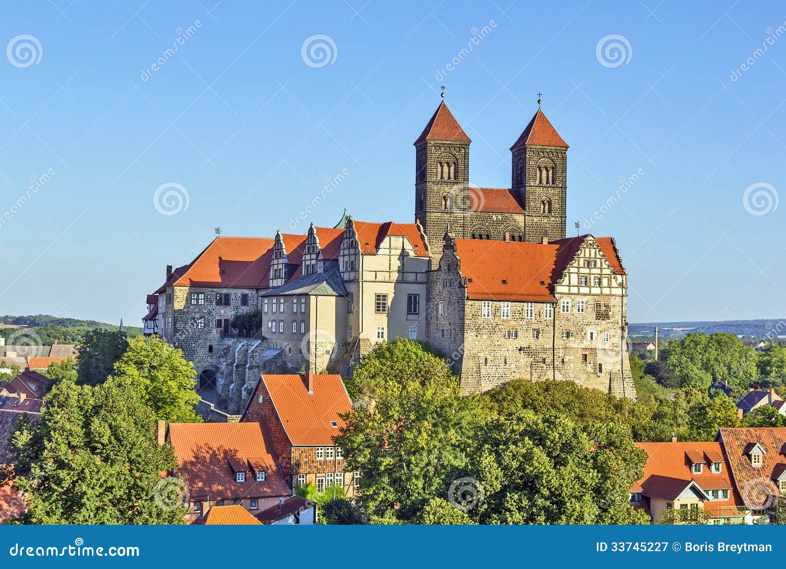 The Castle and Church, Quedlinburg, Germany Stock Image - Image of ...