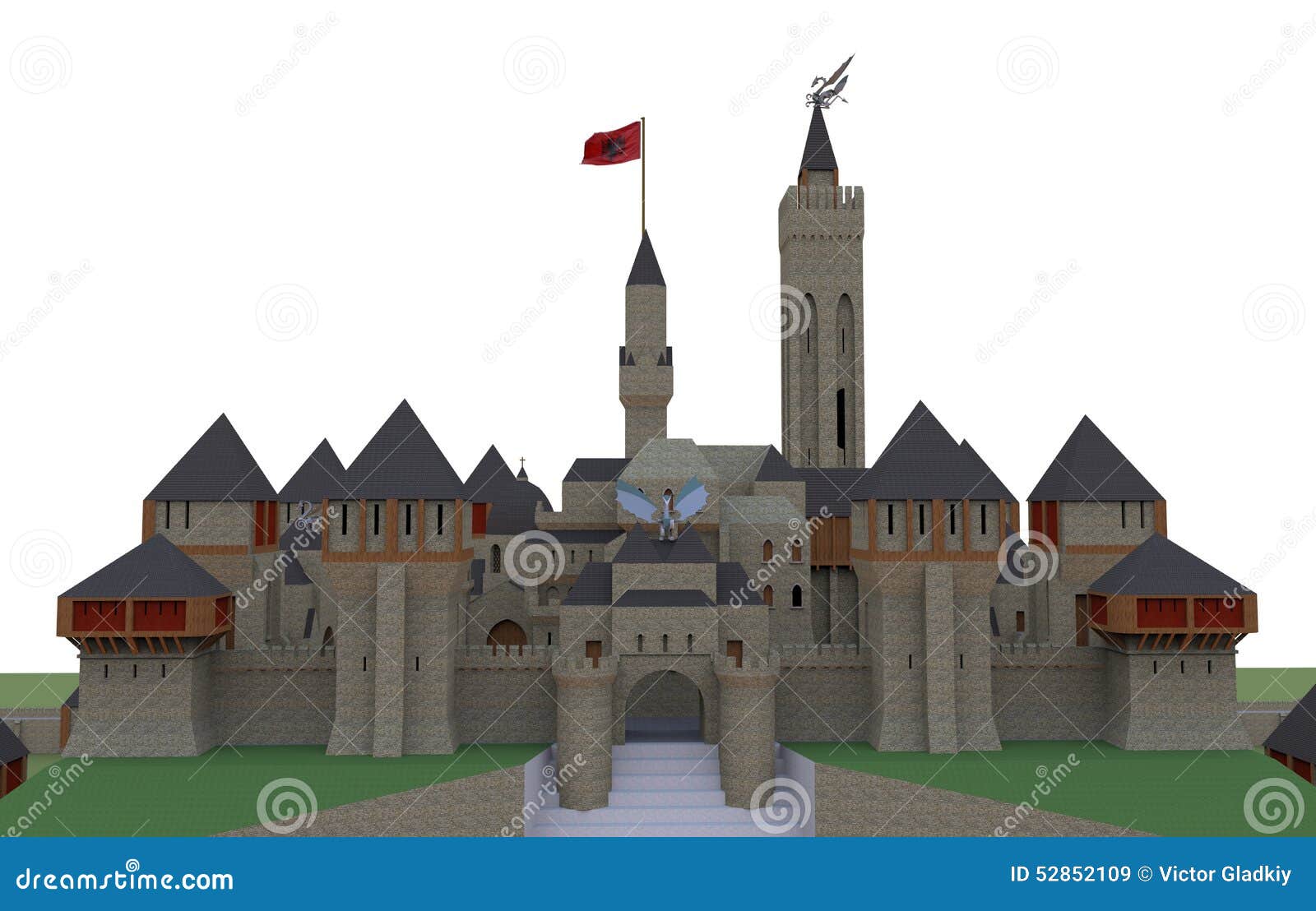 Castle stock illustration. Illustration of rendered, fort - 52852109