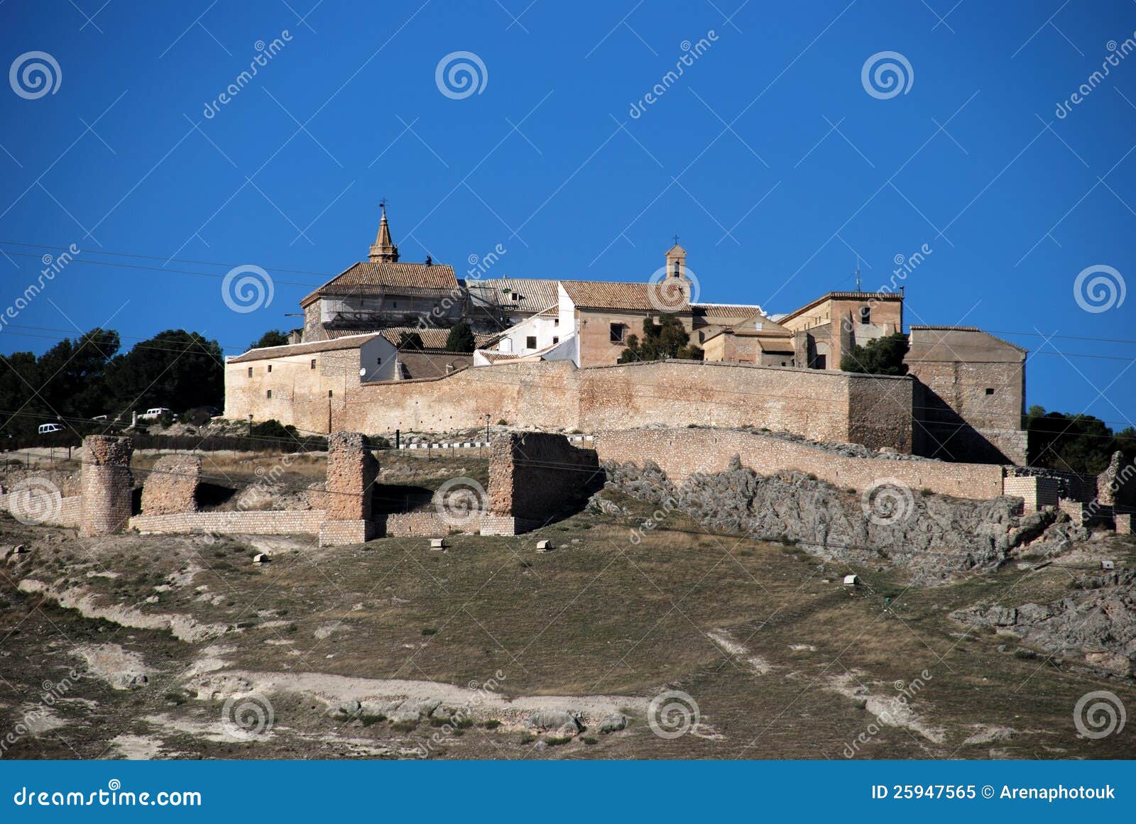Castle and Convent, Estepa, Spain. Stock Image - Image of ruins, church ...