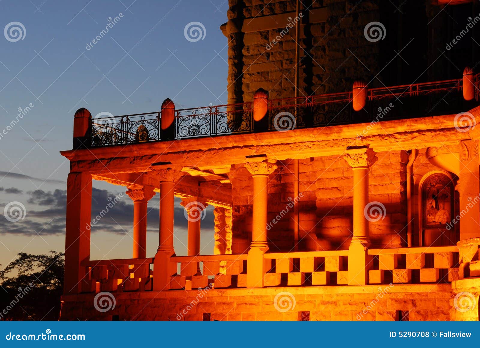 Castle corridor at night stock photo. Image of columns - 5290708