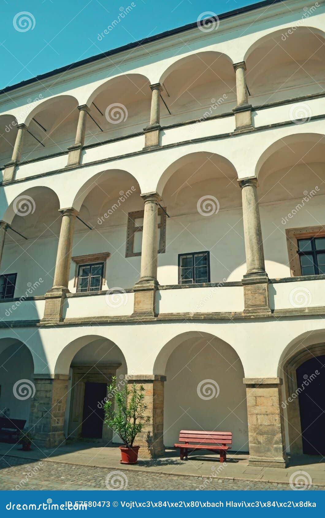Castle courtyard - columns stock image. Image of historic - 57580473