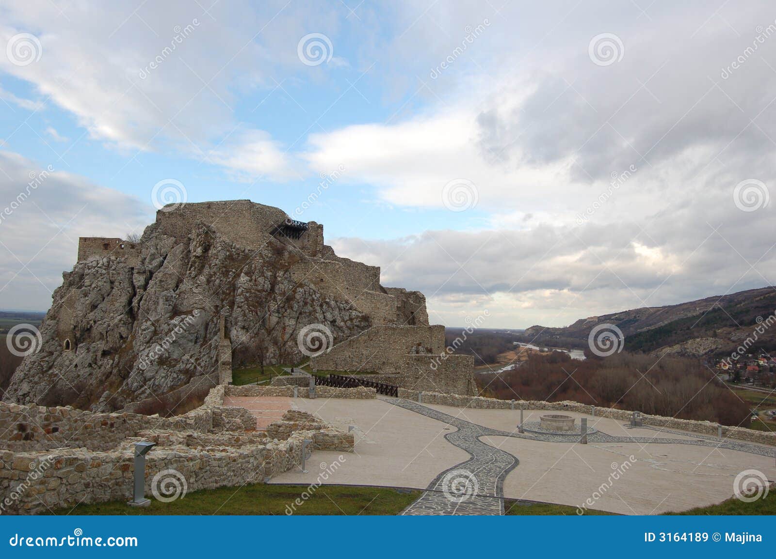 Castle Devin stock image. Image of road, clouds, mountains - 3164189