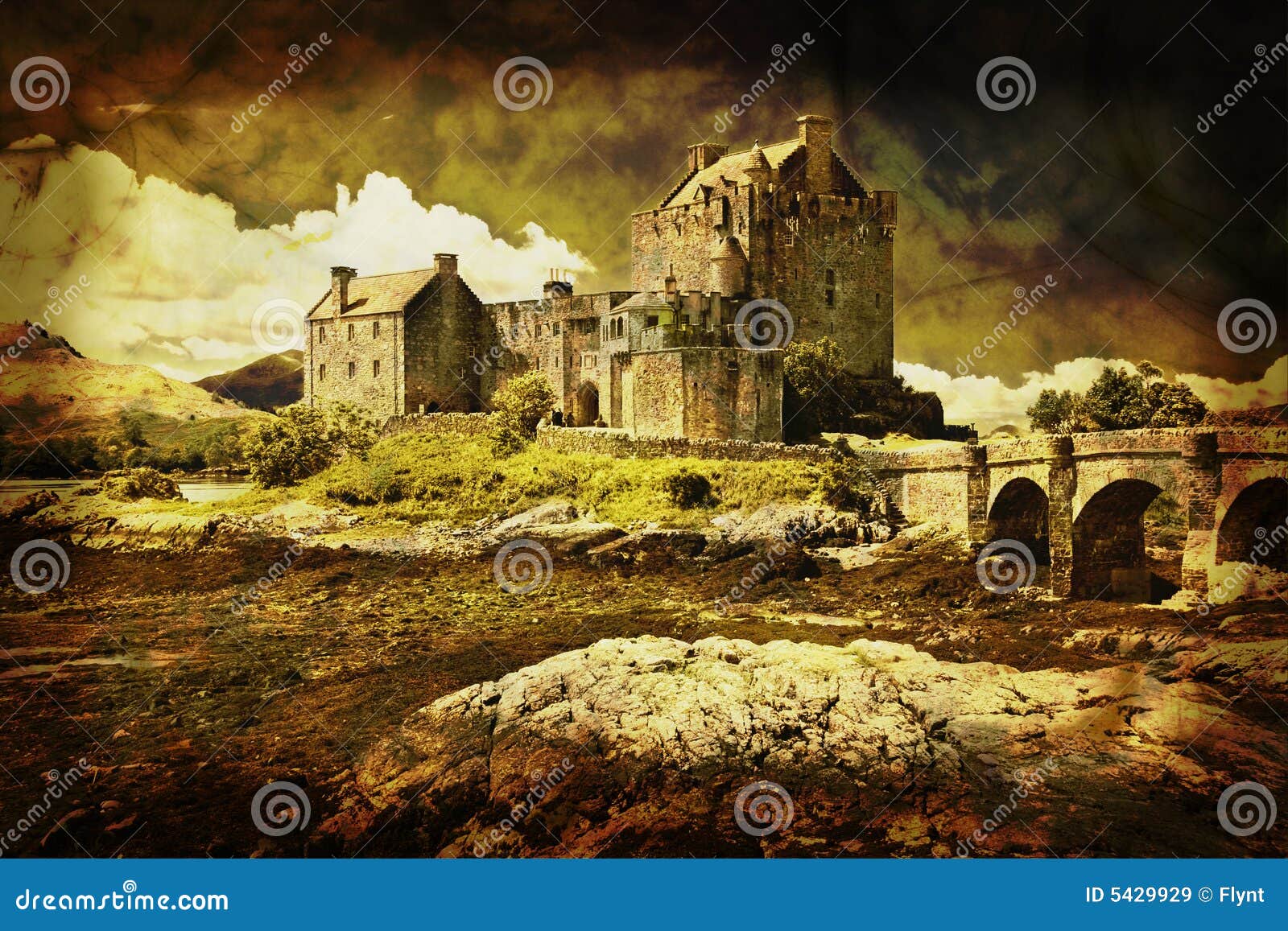 Castle in Distressed Vintage Style Stock Image - Image of bridge, event ...