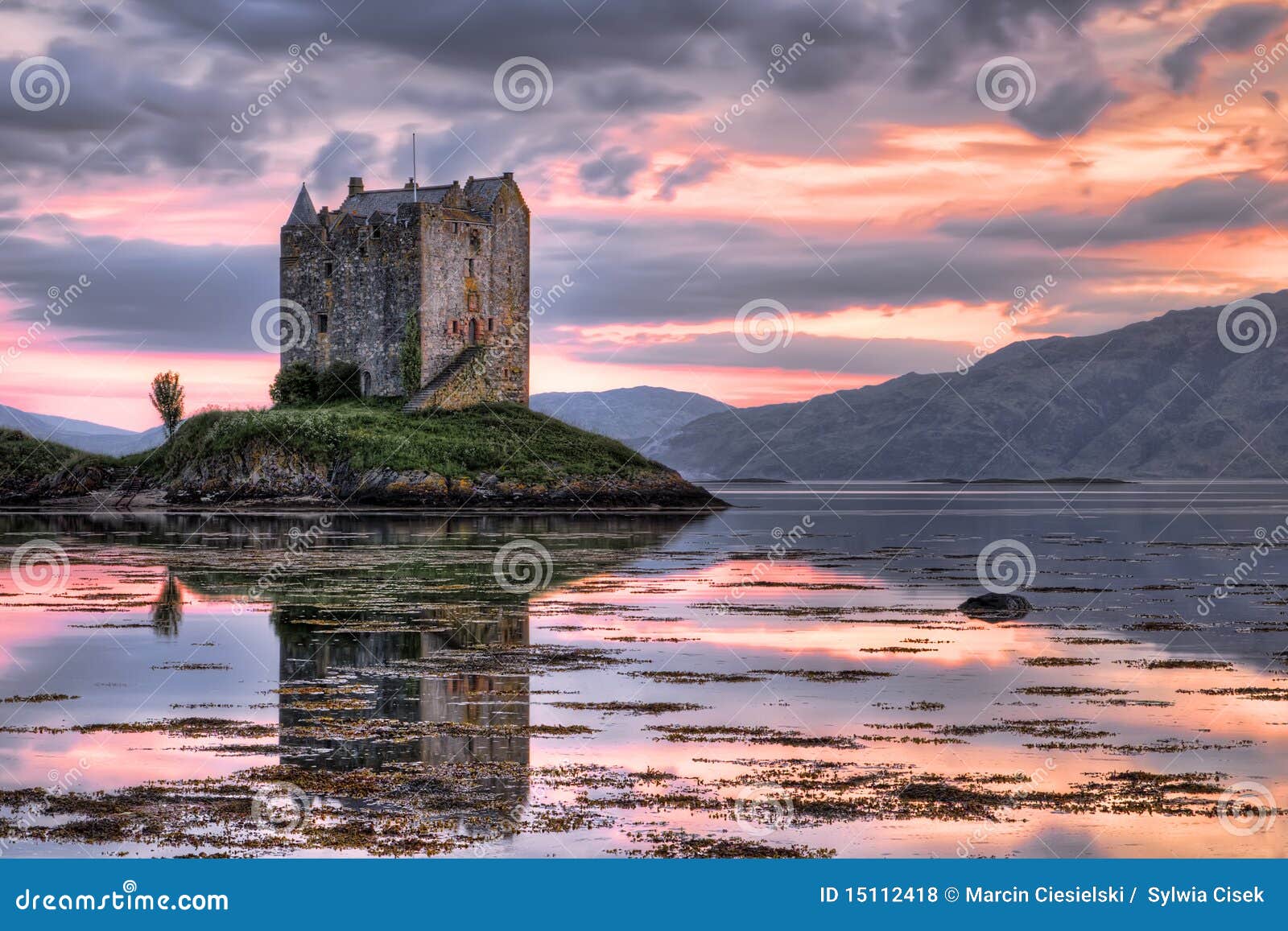 Castle at dusk stock photo. Image of pink, evening, serene - 15112418