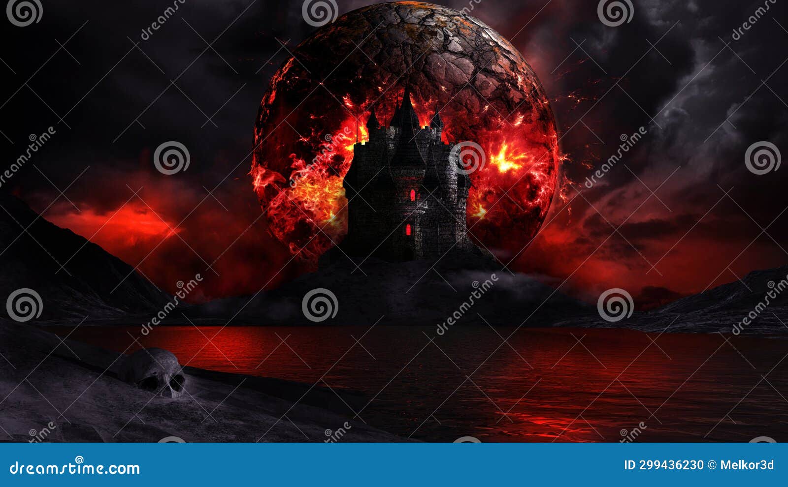 Castle and dying moon stock illustration. Illustration of fantasy ...