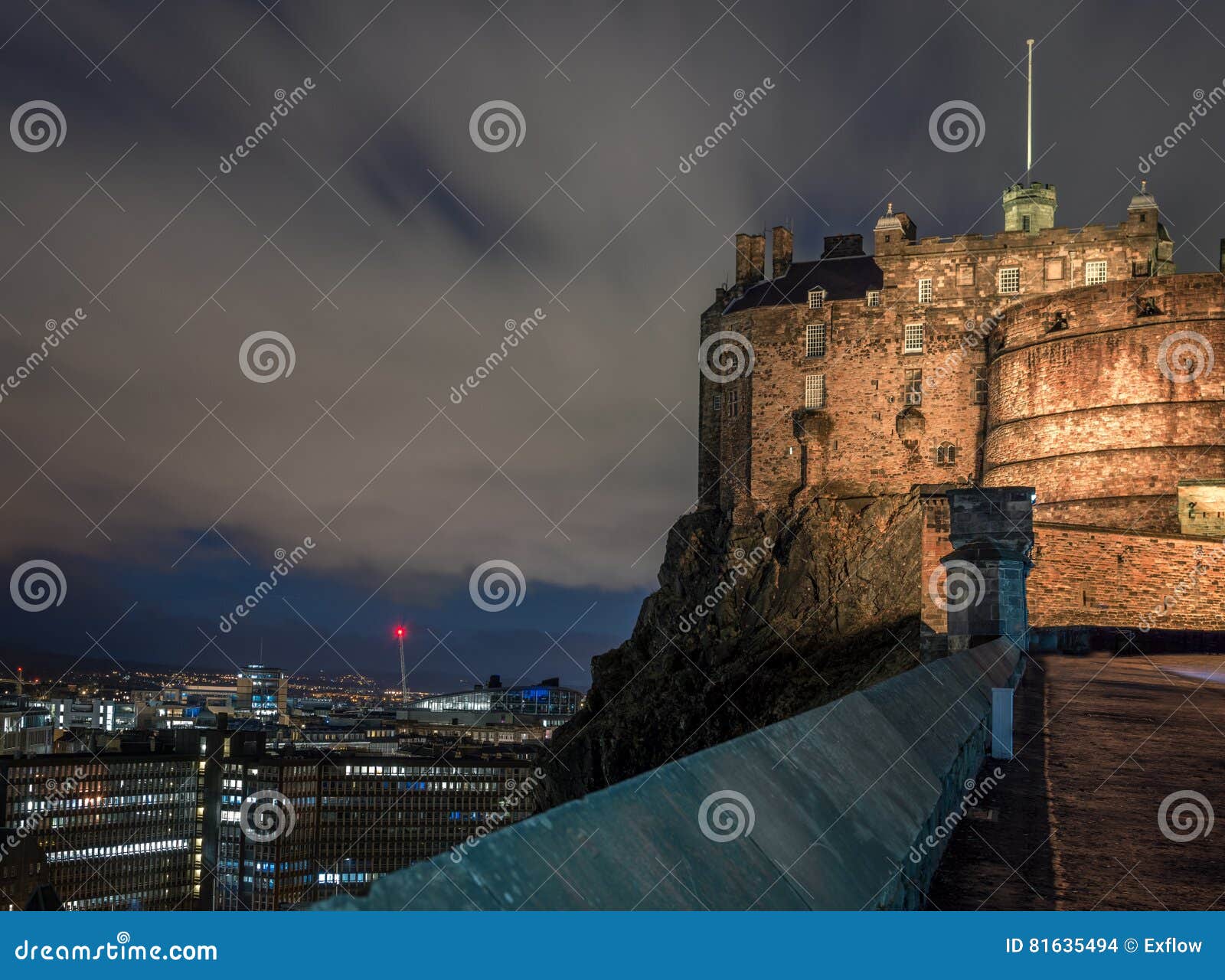 Castle of Edinburgh at Night Stock Photo - Image of fortress, rock ...