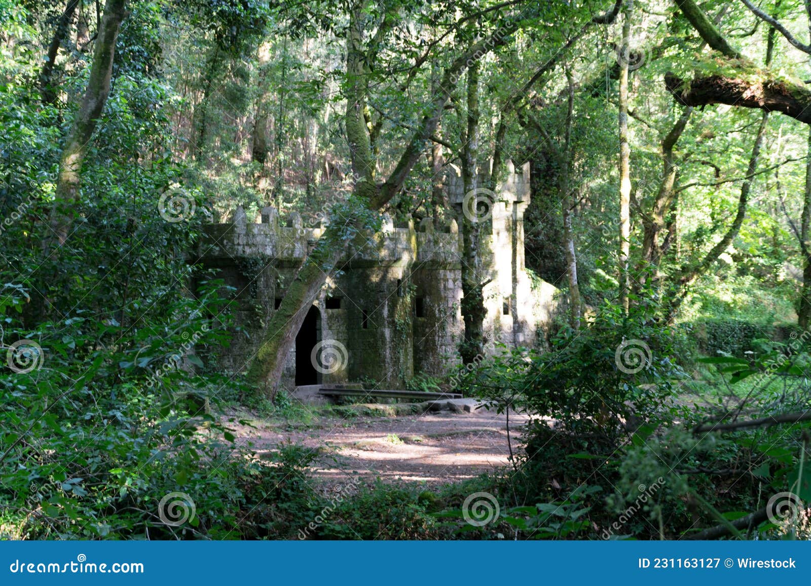 Castle in the Enchanted Forest of Aldan. Cangas - Spain Stock Image ...