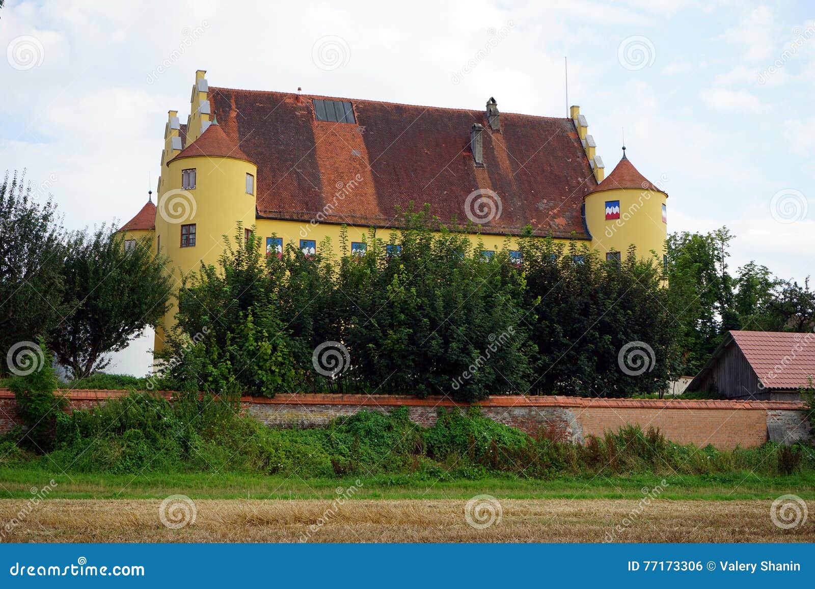 Erbach Castle And Church Of St. Martin In Erbach An Der Donau, Germany ...