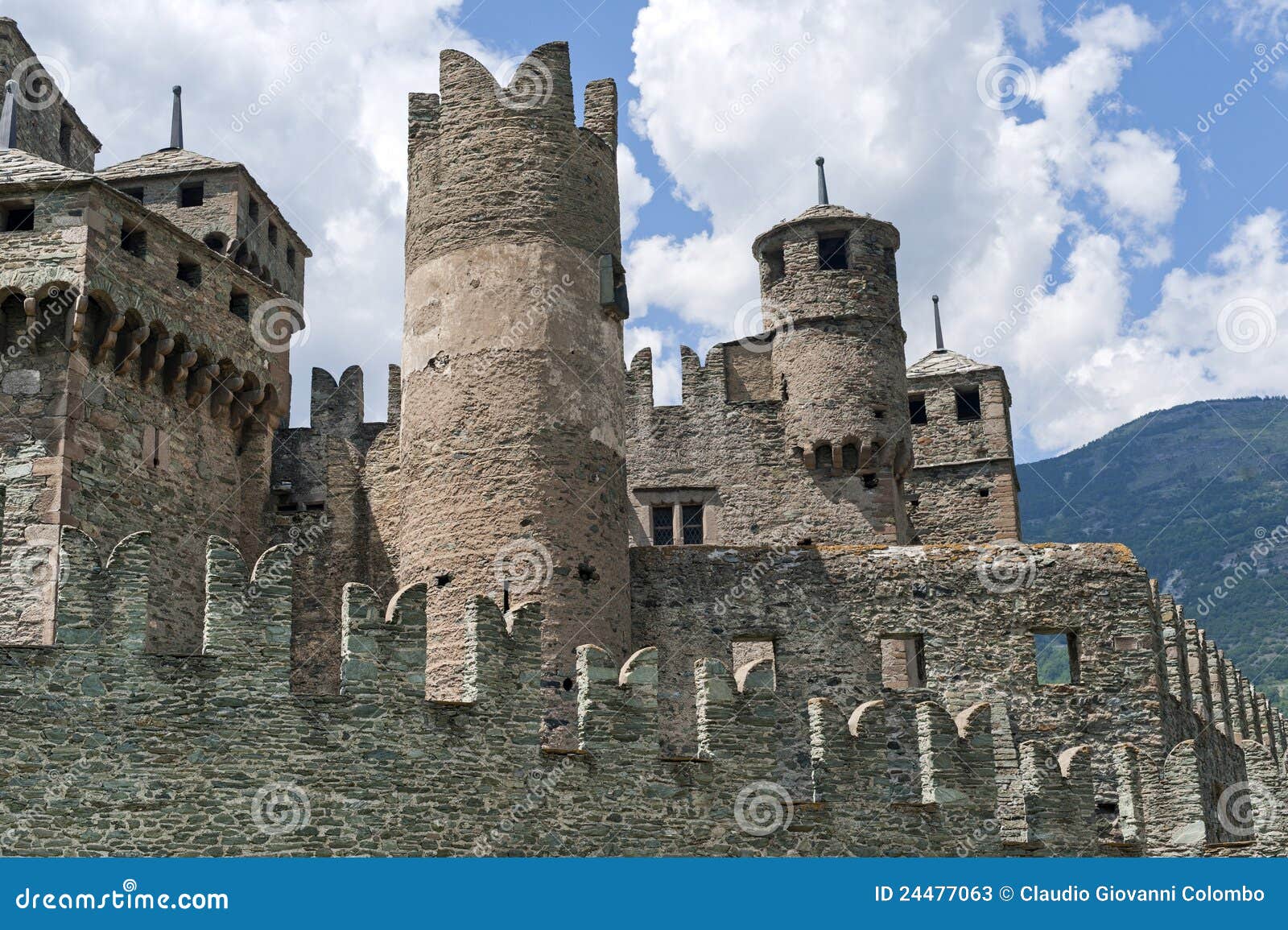 Castle of Fenis stock image. Image of landmark, blue - 24477063