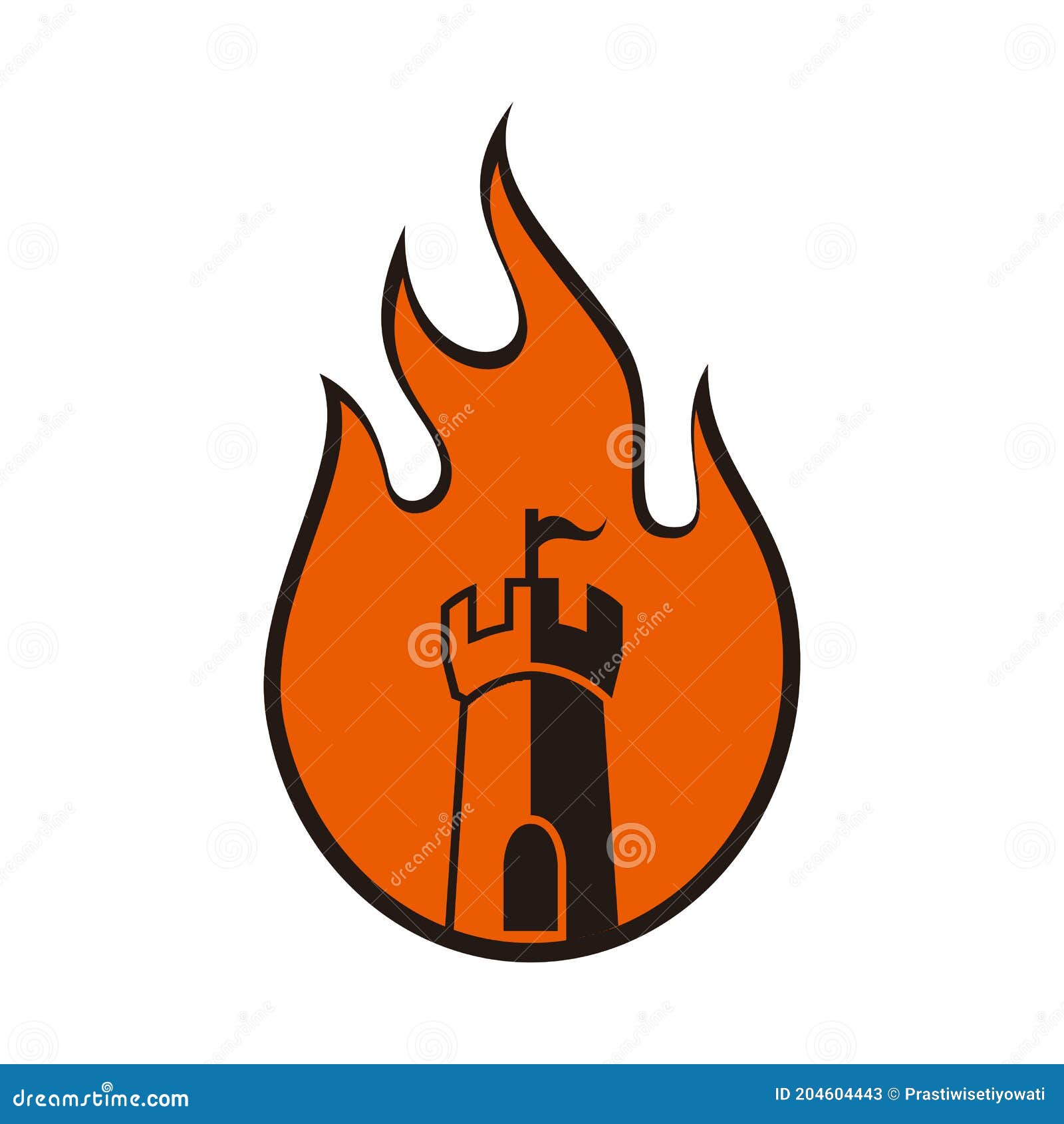 Castle on Fire Flame Flat Icon Logo Stock Vector - Illustration of logo ...