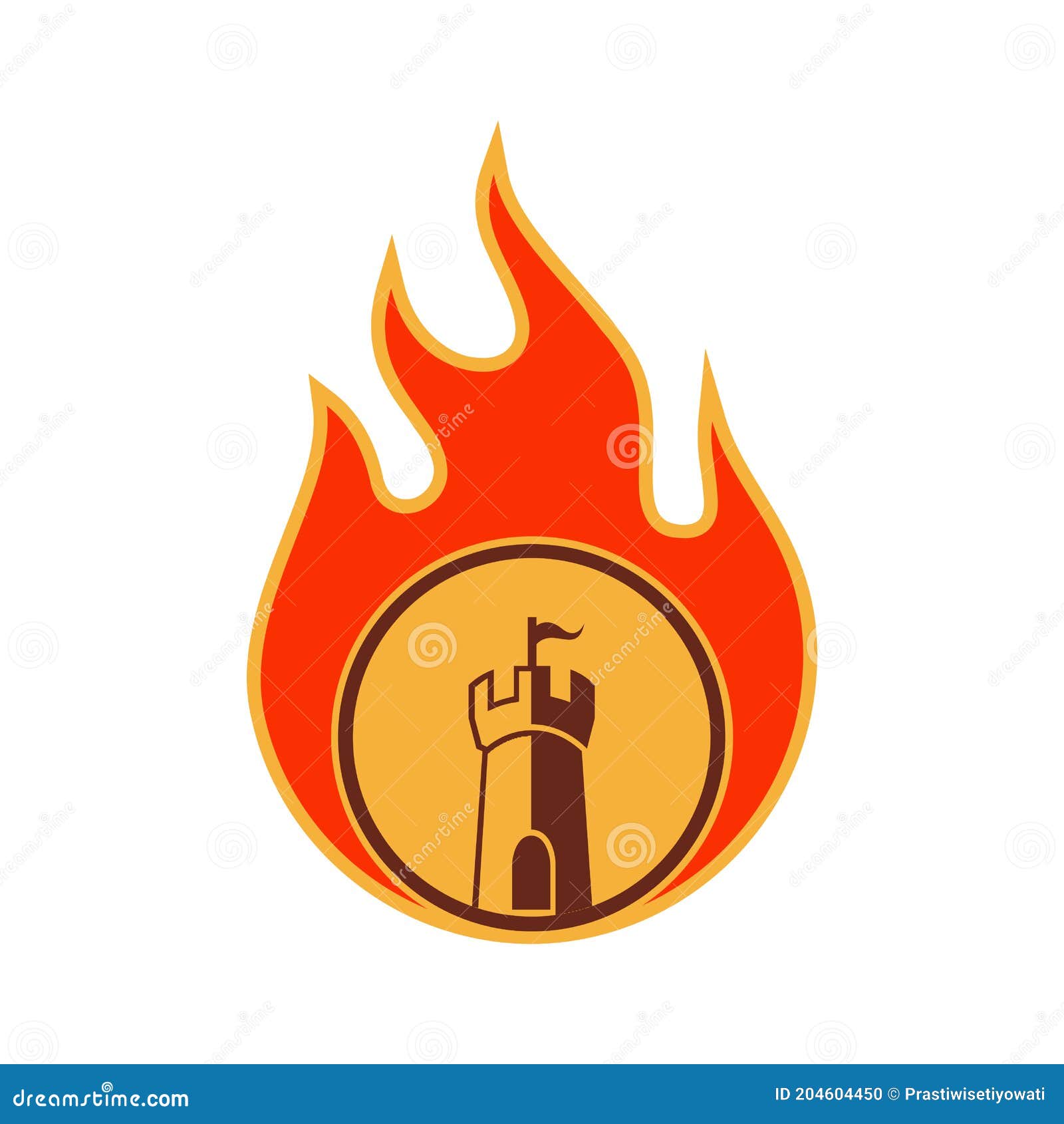 Castle on Fire Flame Icon Logo Stock Vector - Illustration of ...