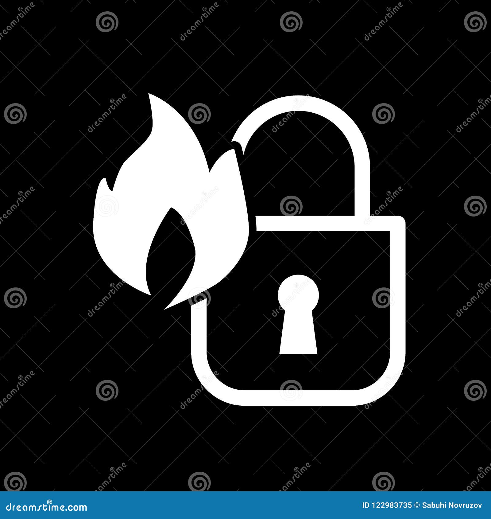 Castle, Fire Line Icon. Vector Illustration Isolated on Black. Outline ...