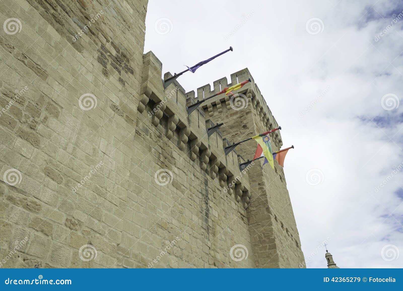Castle with flags stock image. Image of navarre, antique - 42365279