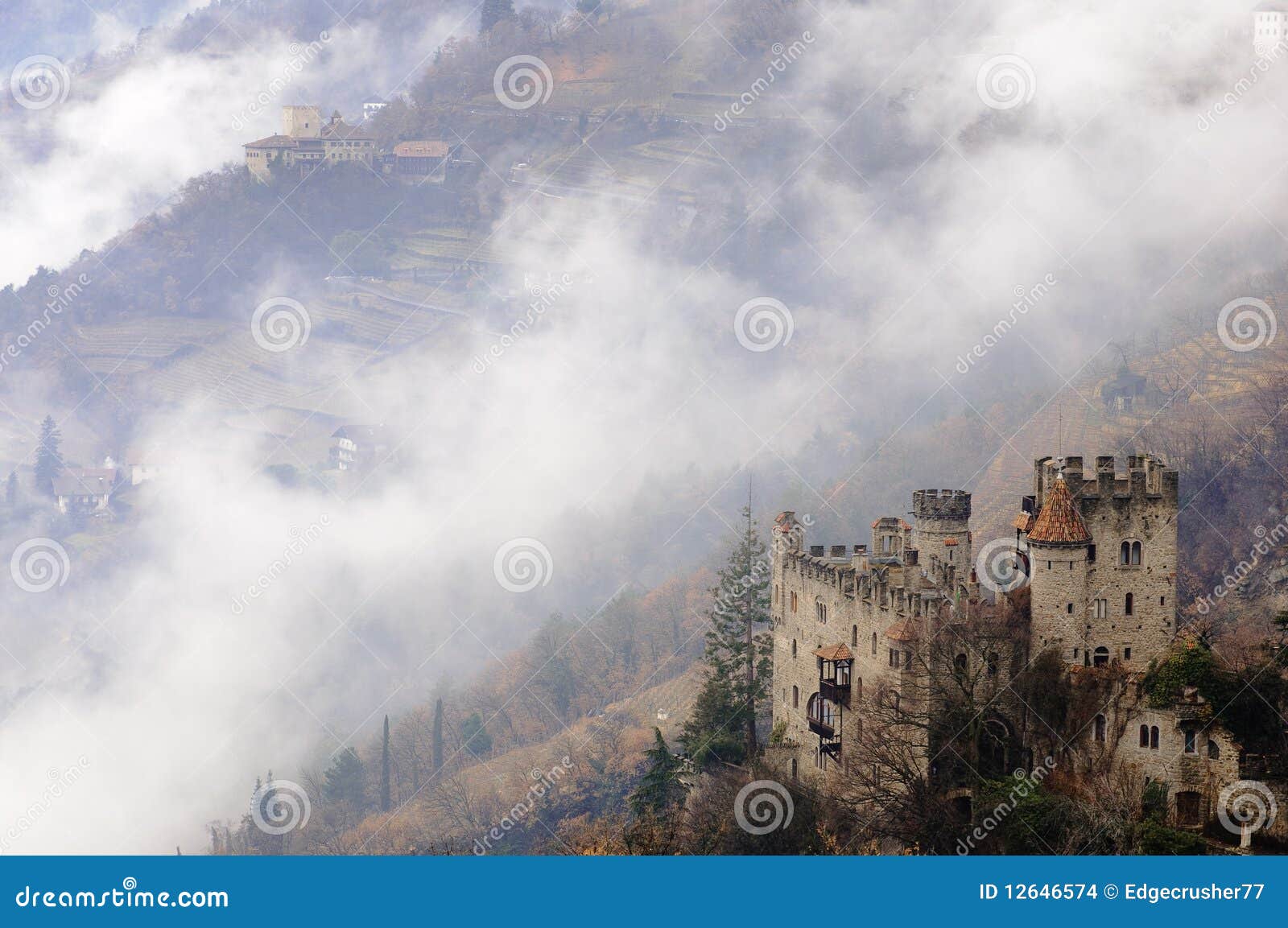 Castle and fog stock photo. Image of travel, castle, italian - 12646574