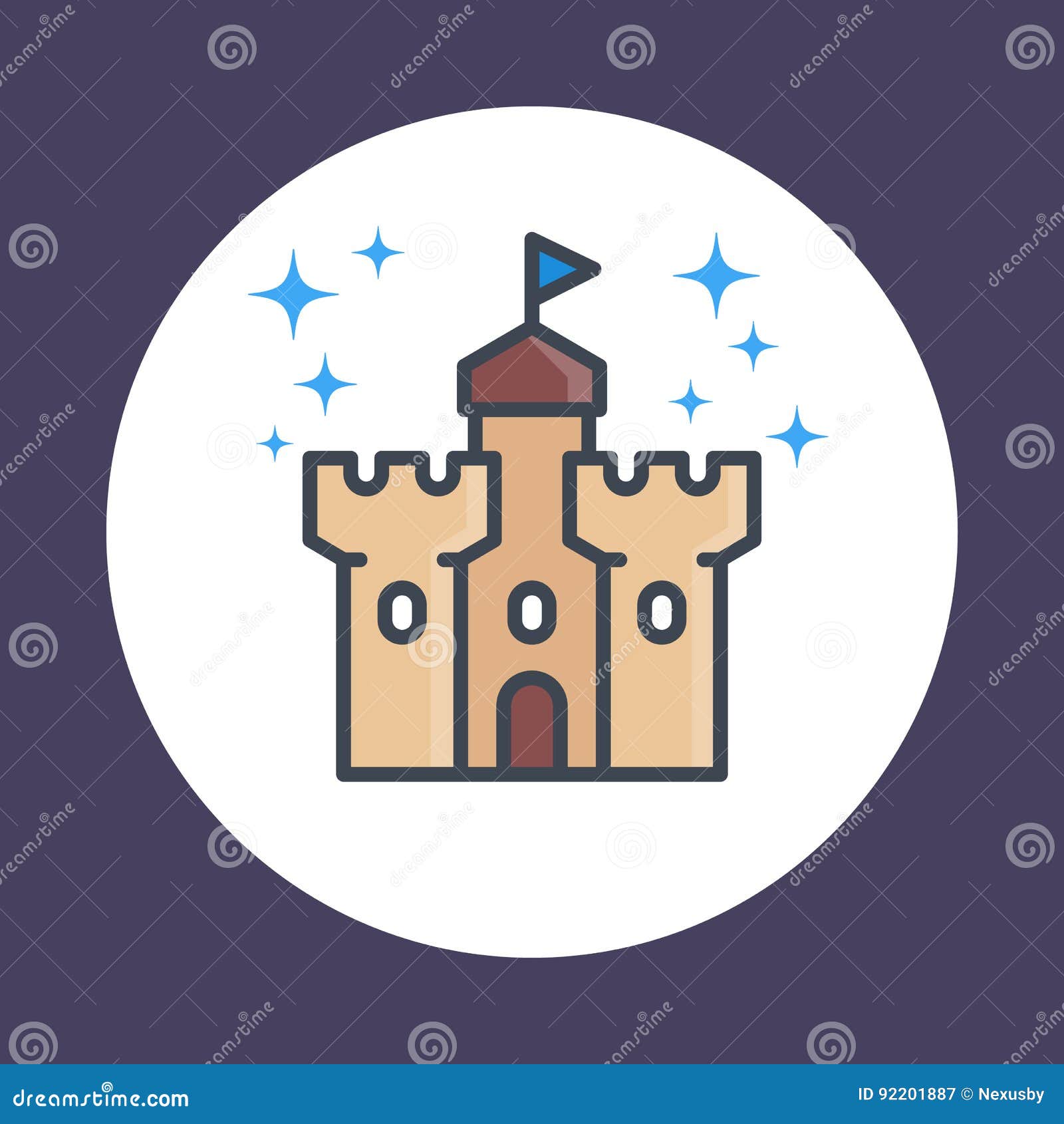 Castle, Fortress Icon in Linear Style Stock Vector - Illustration of ...