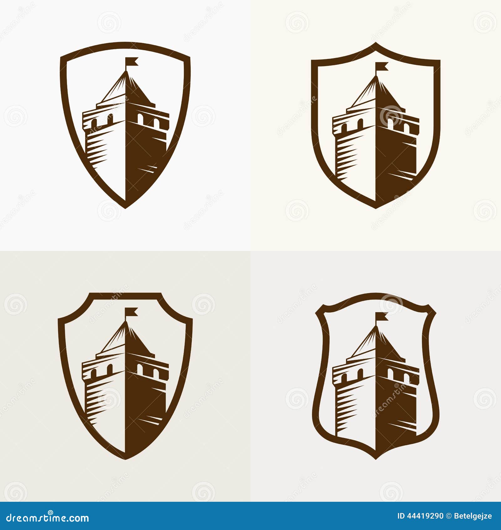 Castle Fortress on Shield, Vector Icon Illustration Stock Vector ...