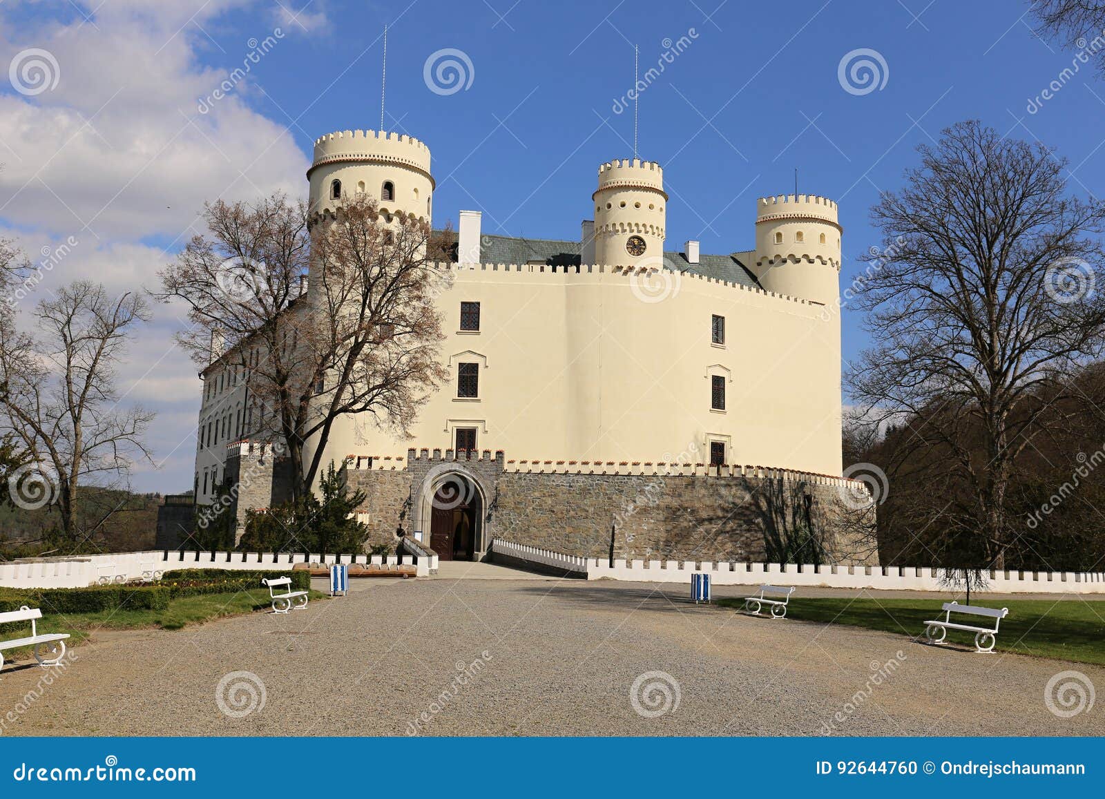 Castle Fortress with Three Rounded Towers Stock Photo - Image of ...