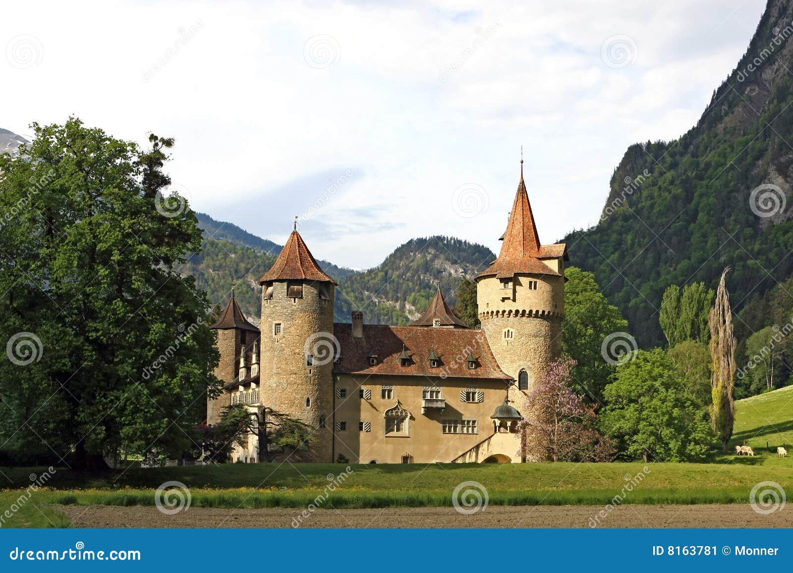 Castle In Front Of A Mountain Scenery Stock Image - Image: 8163781