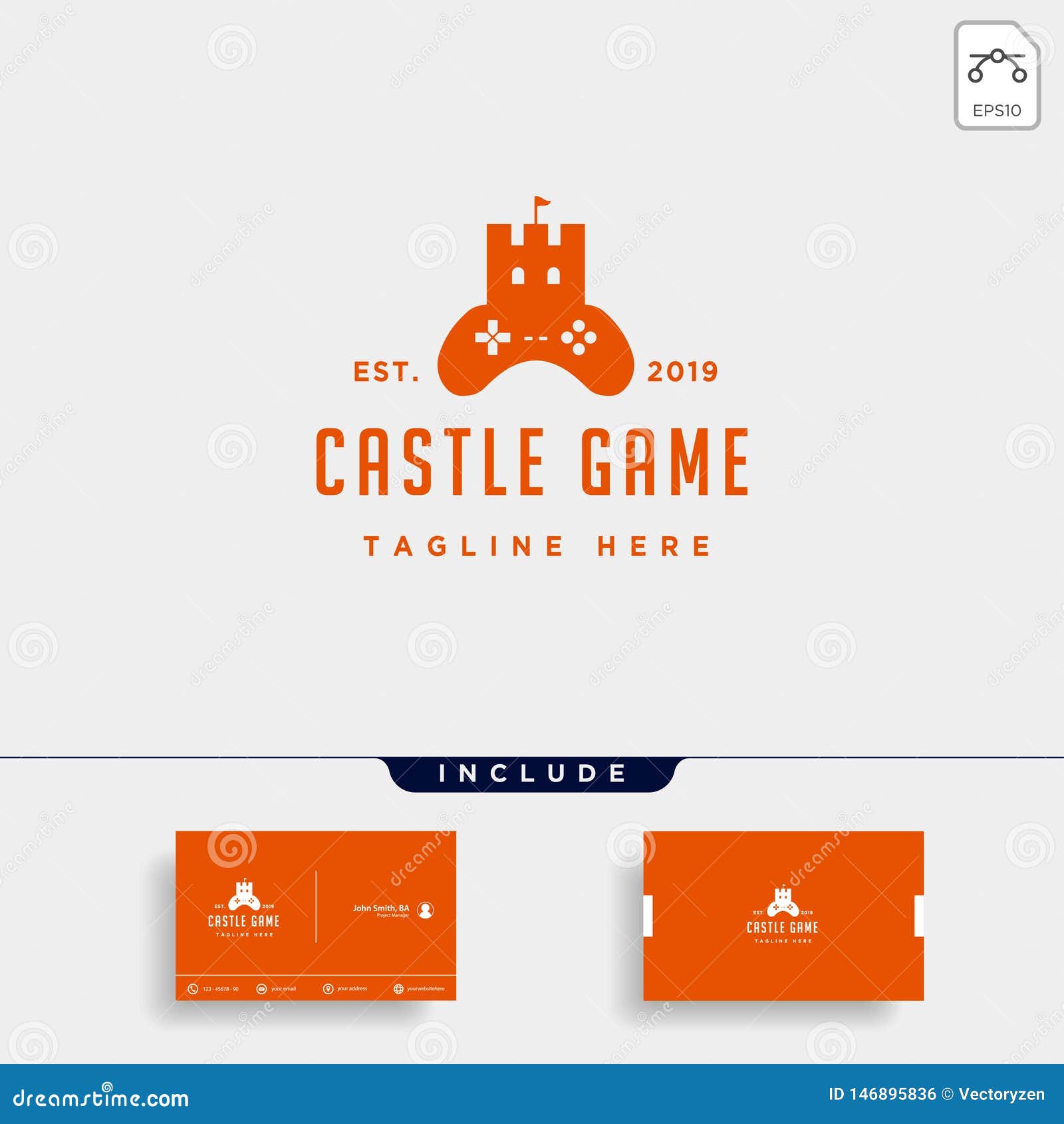 Castle Game Logo Design Template Concept Controller Stock Vector ...
