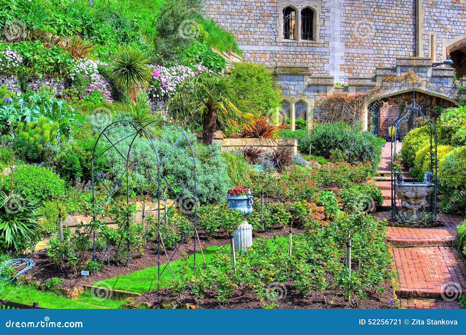 Castle garden stock image. Image of gardening, colorful - 52256721