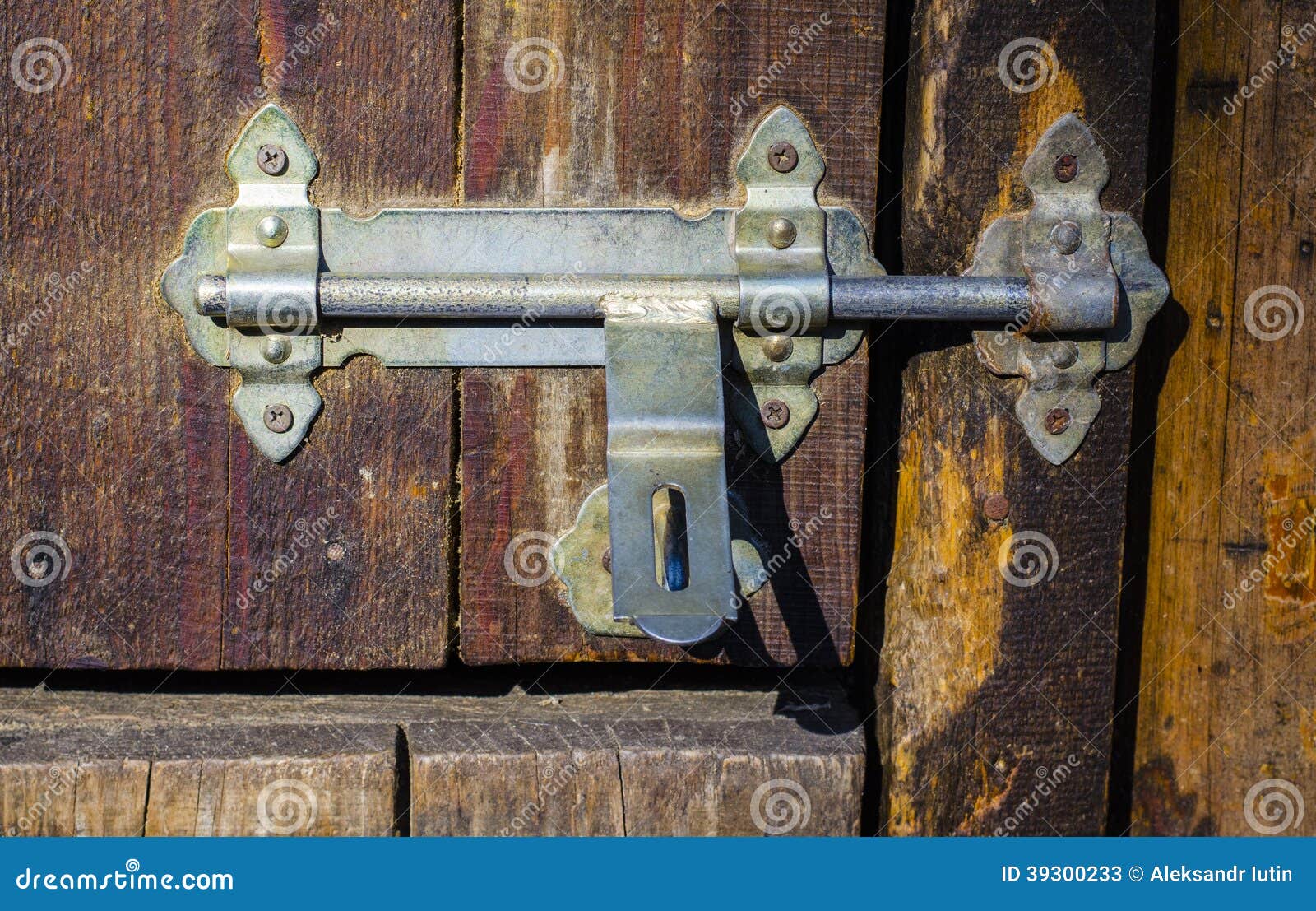 The lock on the door stock image. Image of boards, iron - 39300233