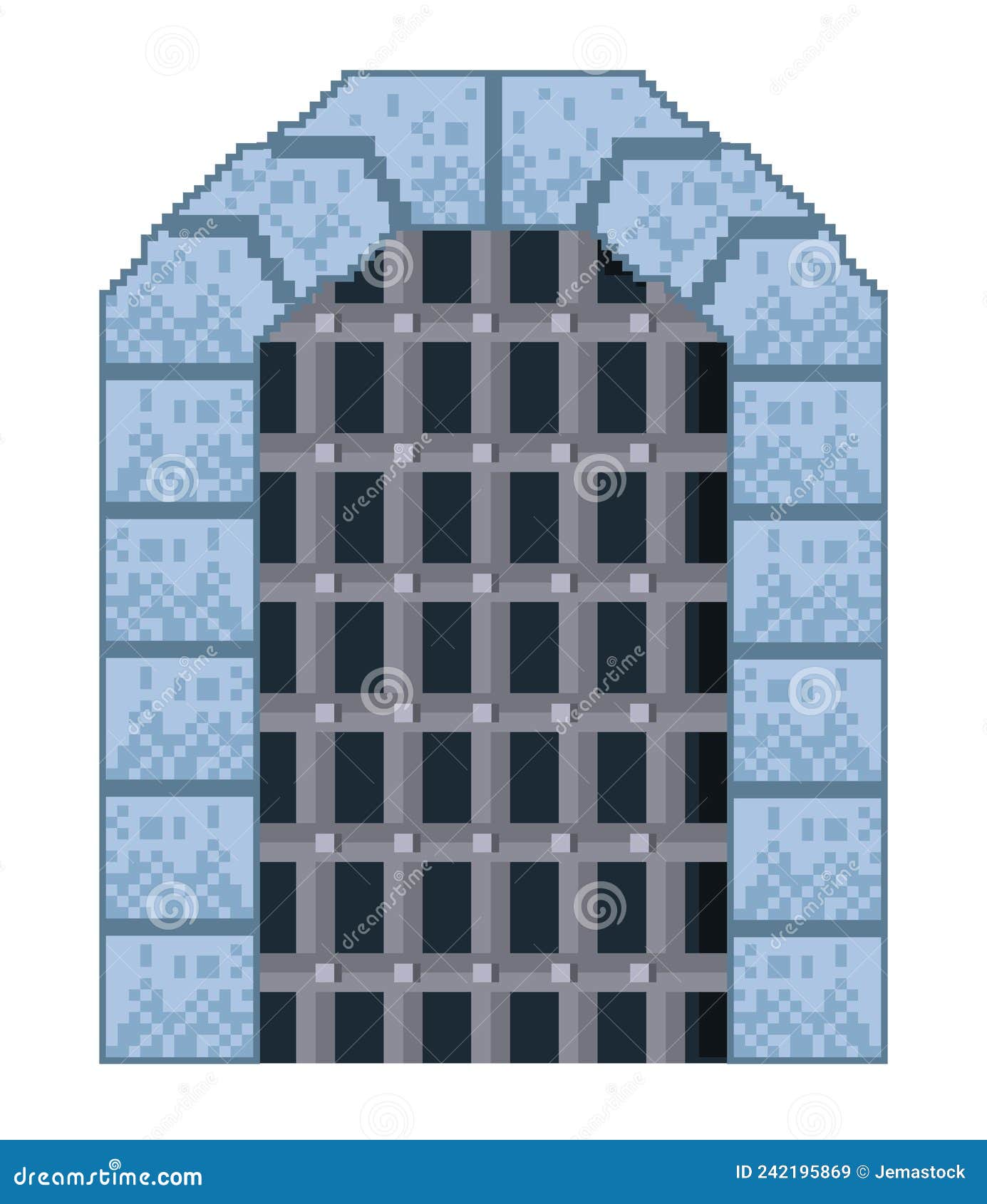 Castle gate pixel art stock vector. Illustration of game - 242195869