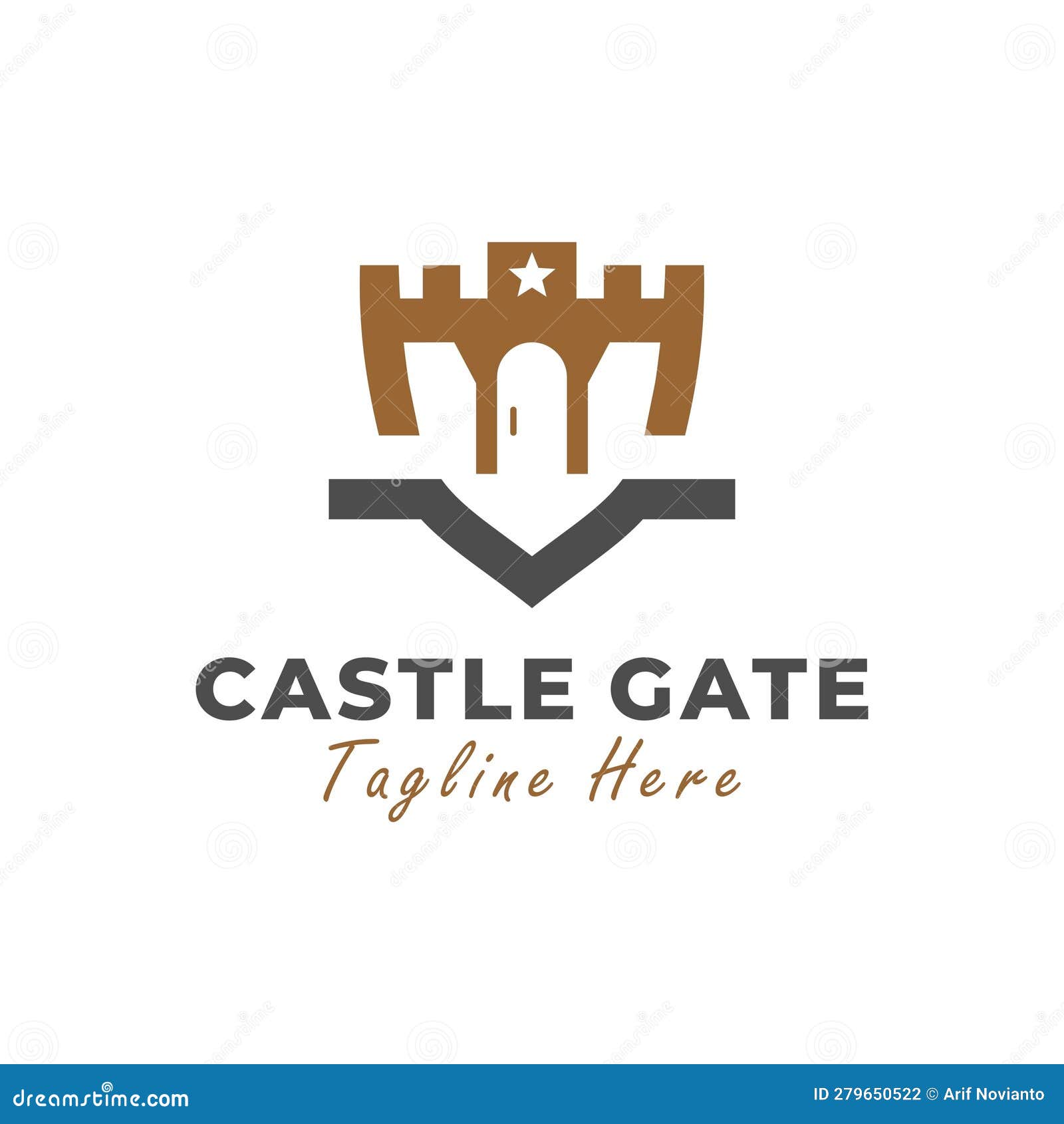 Castle Gate Shield Vector Illustration Logo Stock Vector - Illustration ...