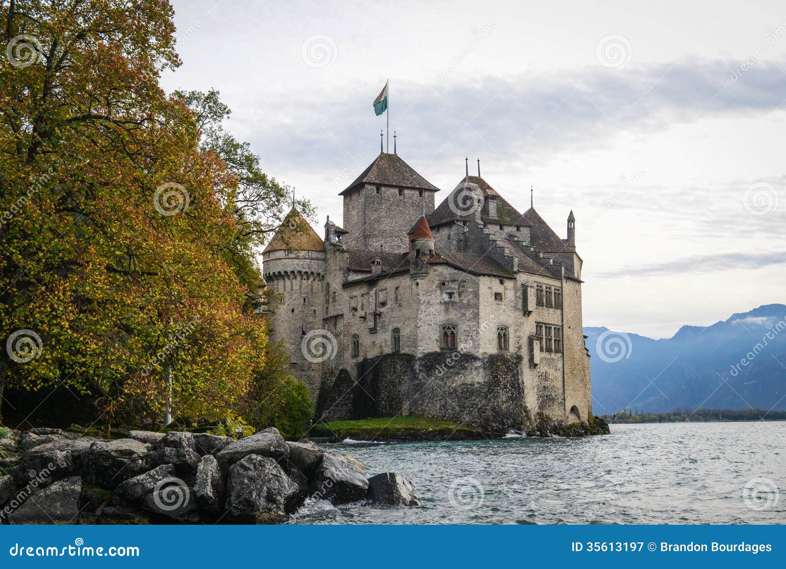 Castle in Geneva Switzerland Stock Image - Image of landscape, dawn ...