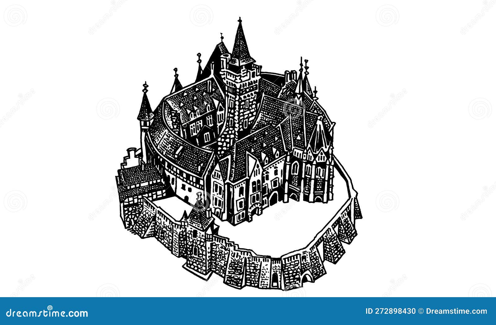 Castle Of Germany, Graphical Hand-drawn Wernigerode Castle Isolated On ...