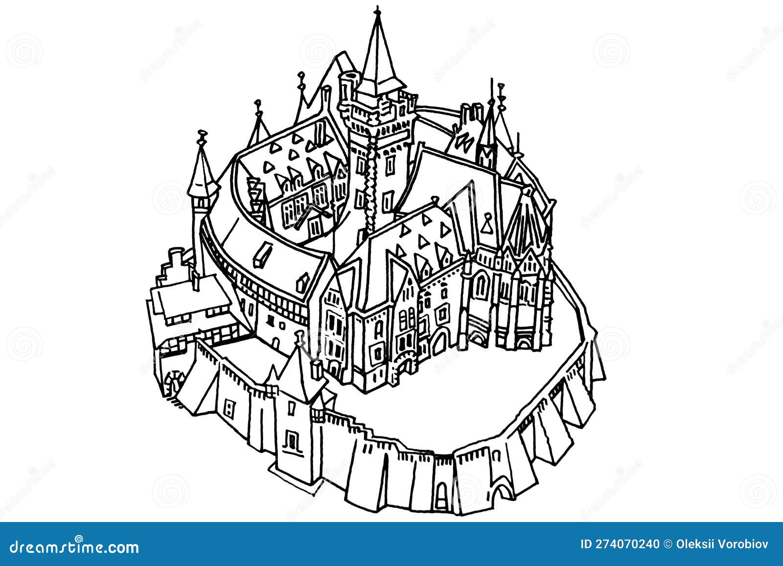 Castle of Germany, Graphical Sketch of Wernigerode Castle Isolated on ...
