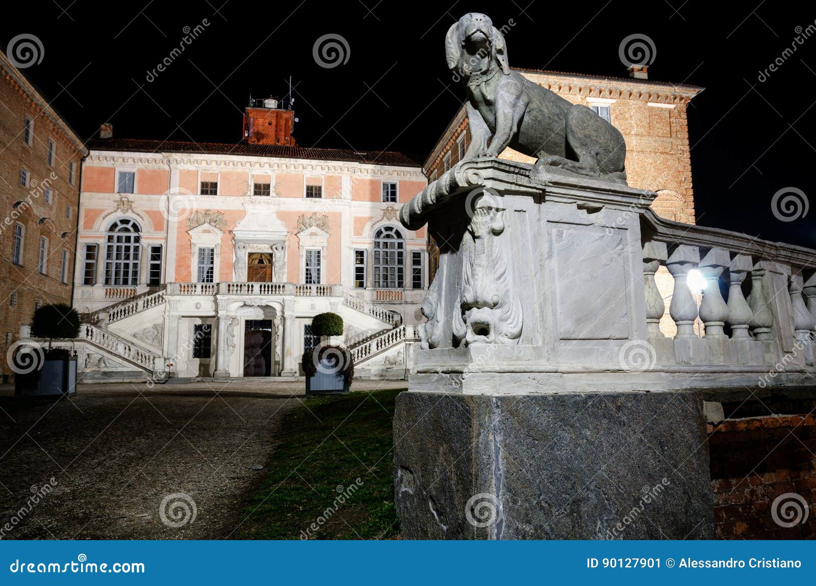 Castle of Govone Italy at Night Stock Image - Image of illuminated ...