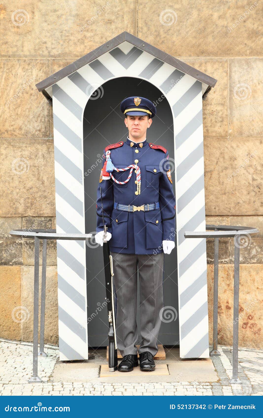 Castle Guard Standing Guard In His Sentry Box At Prague Castle ...
