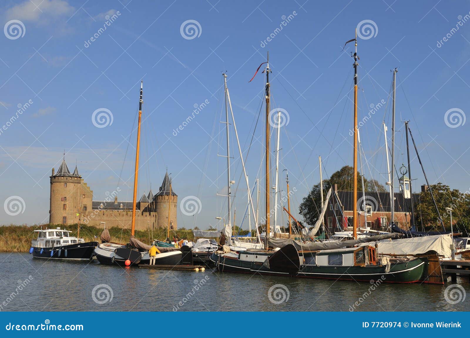 Castle and Harbor Muiden in Holland Stock Photo - Image of typical ...