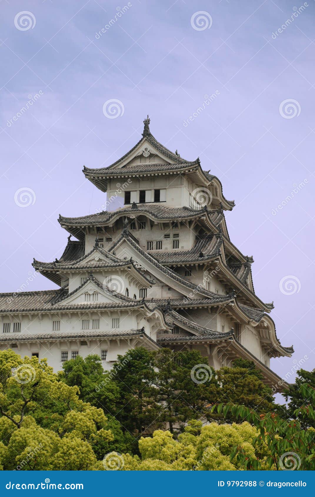 Castle at Hiimeji with Trees, Japan Stock Photo - Image of ...