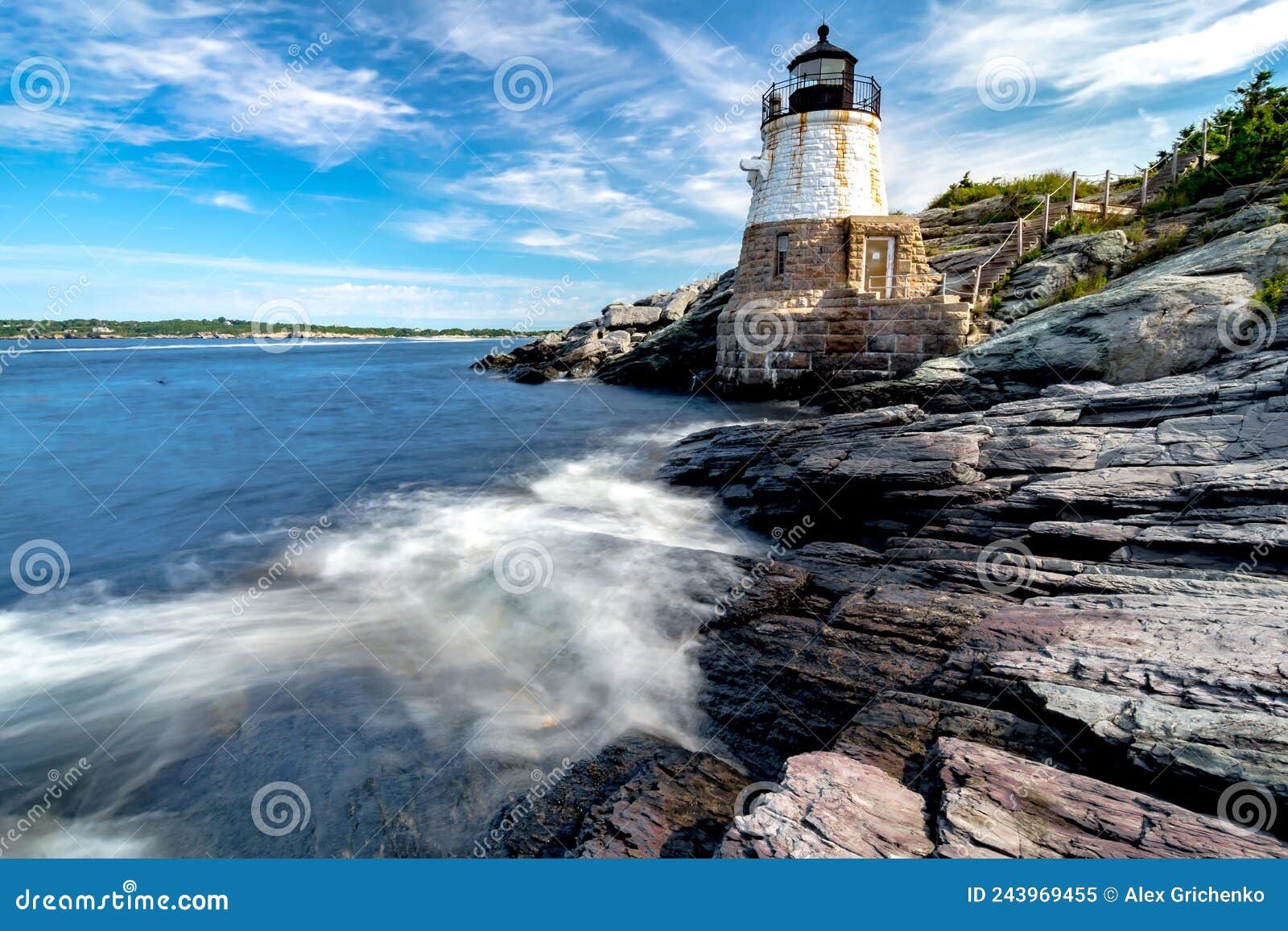 Castle Hill Lighthouse in Newport Rhode Island Stock Image - Image of ...