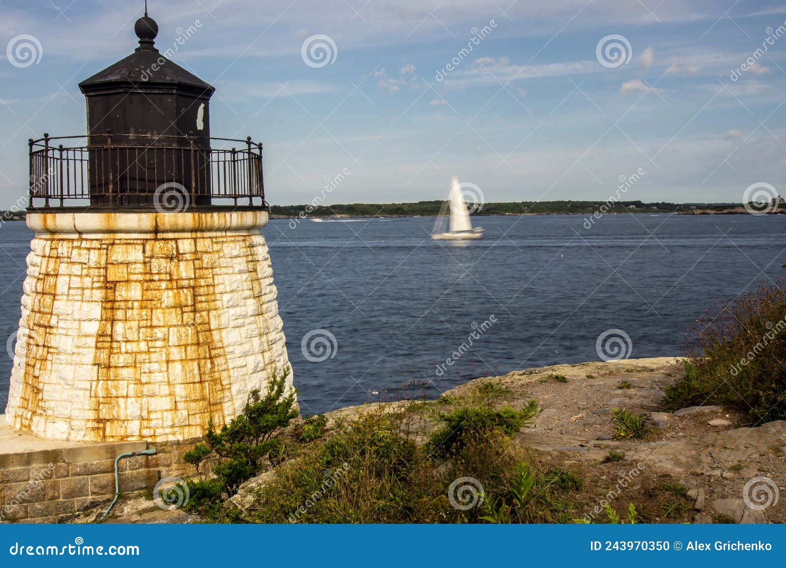 Castle Hill Lighthouse in Newport Rhode Island Stock Photo - Image of ...