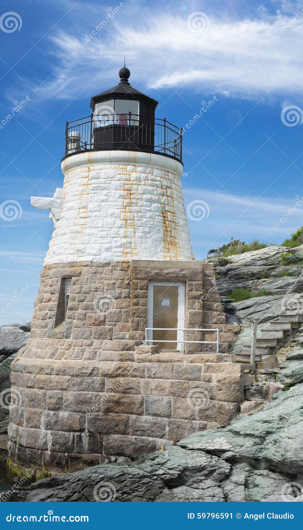 Castle Hill Lighthouse in Newport Rhode Island Stock Image - Image of ...