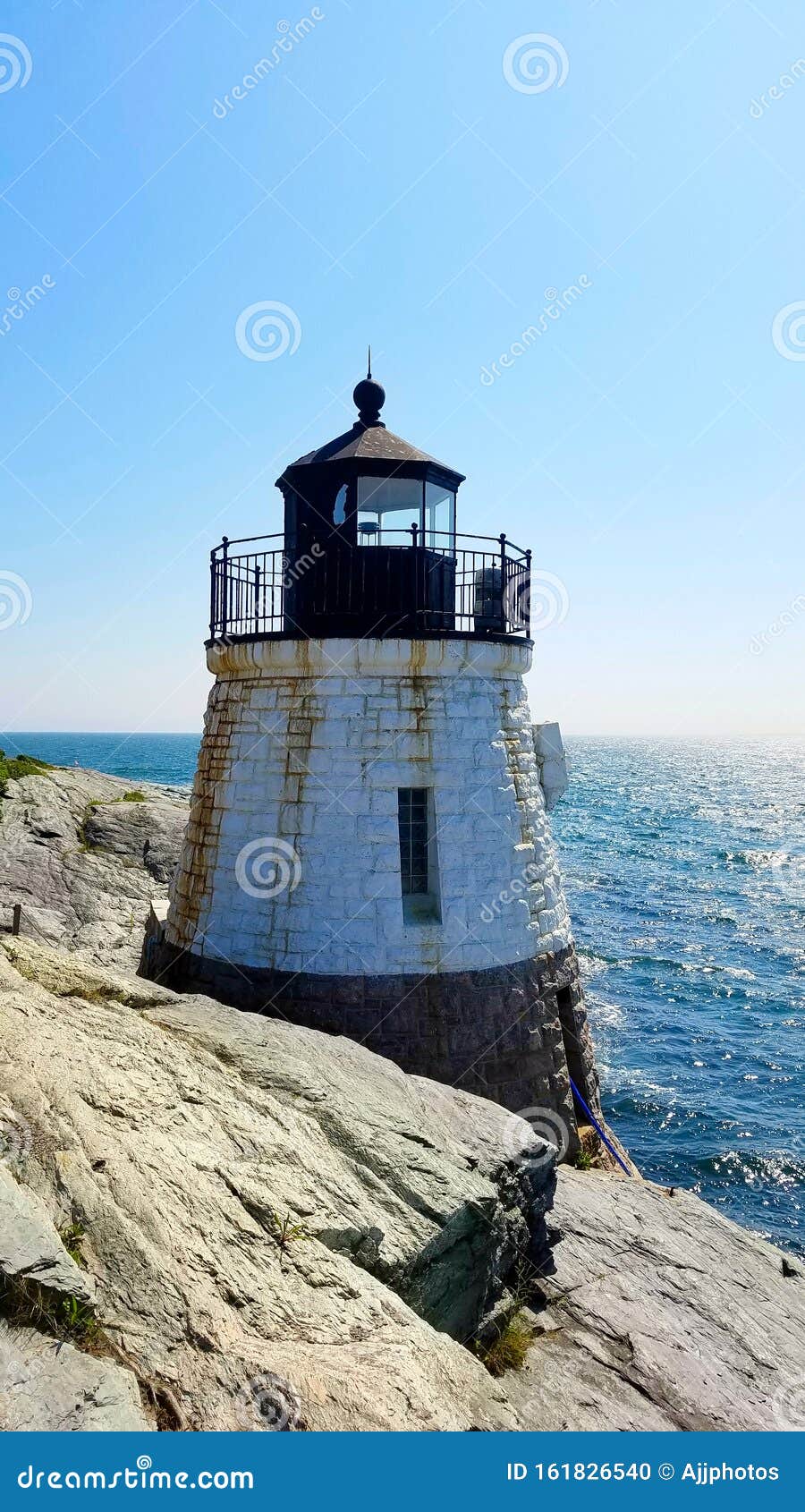 Castle Hill Lighthouse - Rhode Island Stock Photo - Image of coastline ...
