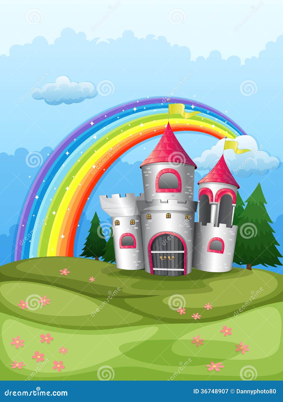 Castle Hilltop Rainbow Stock Illustrations – 8 Castle Hilltop Rainbow ...
