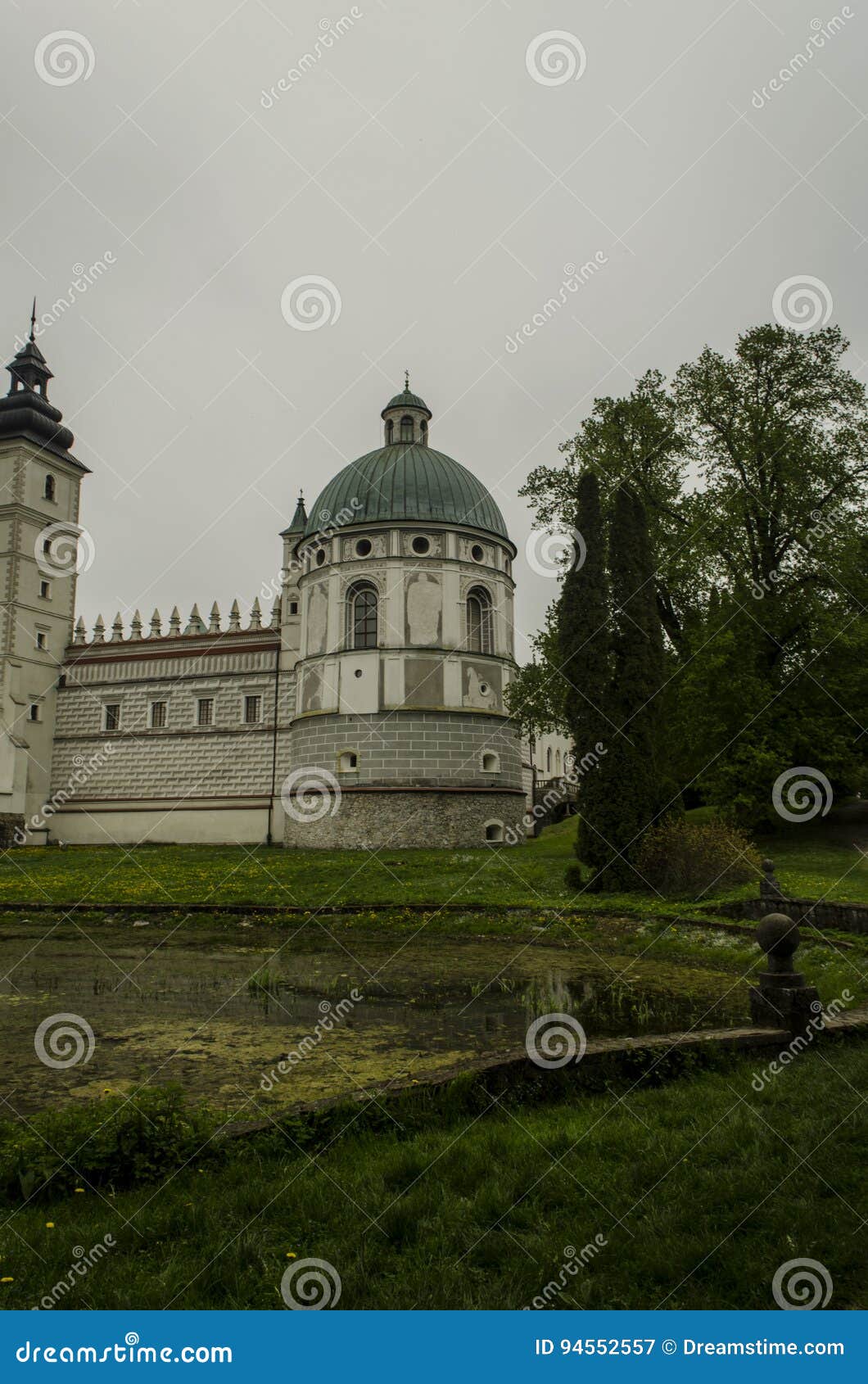 Castle stock image. Image of windows, armor, fountain - 94552557