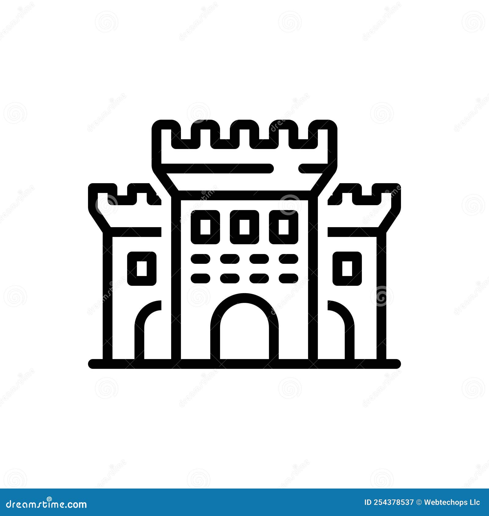 Black Line Icon for Castle, Fort and Fortalice Stock Illustration ...