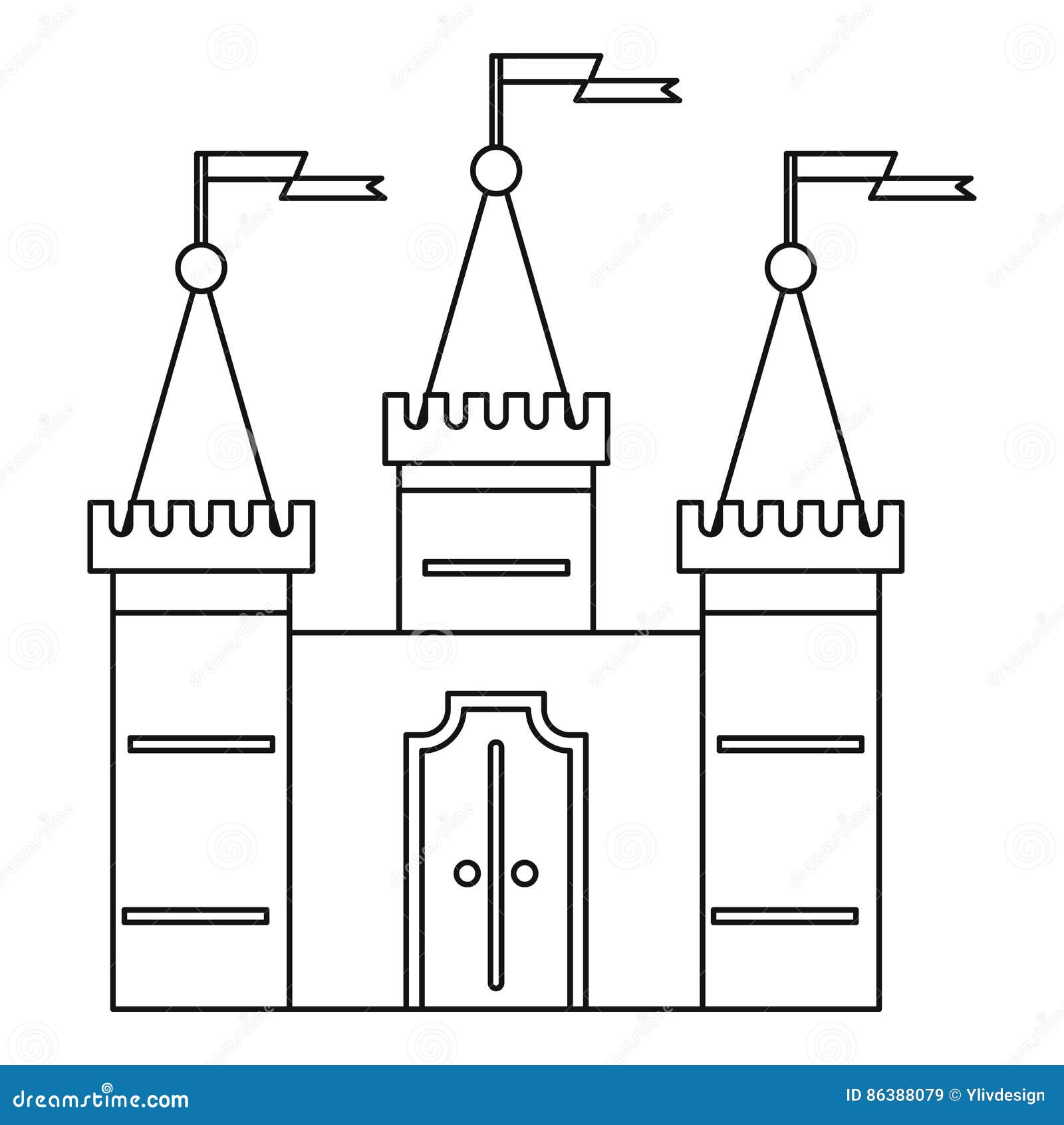 Castle icon, outline style stock vector. Illustration of ages - 86388079
