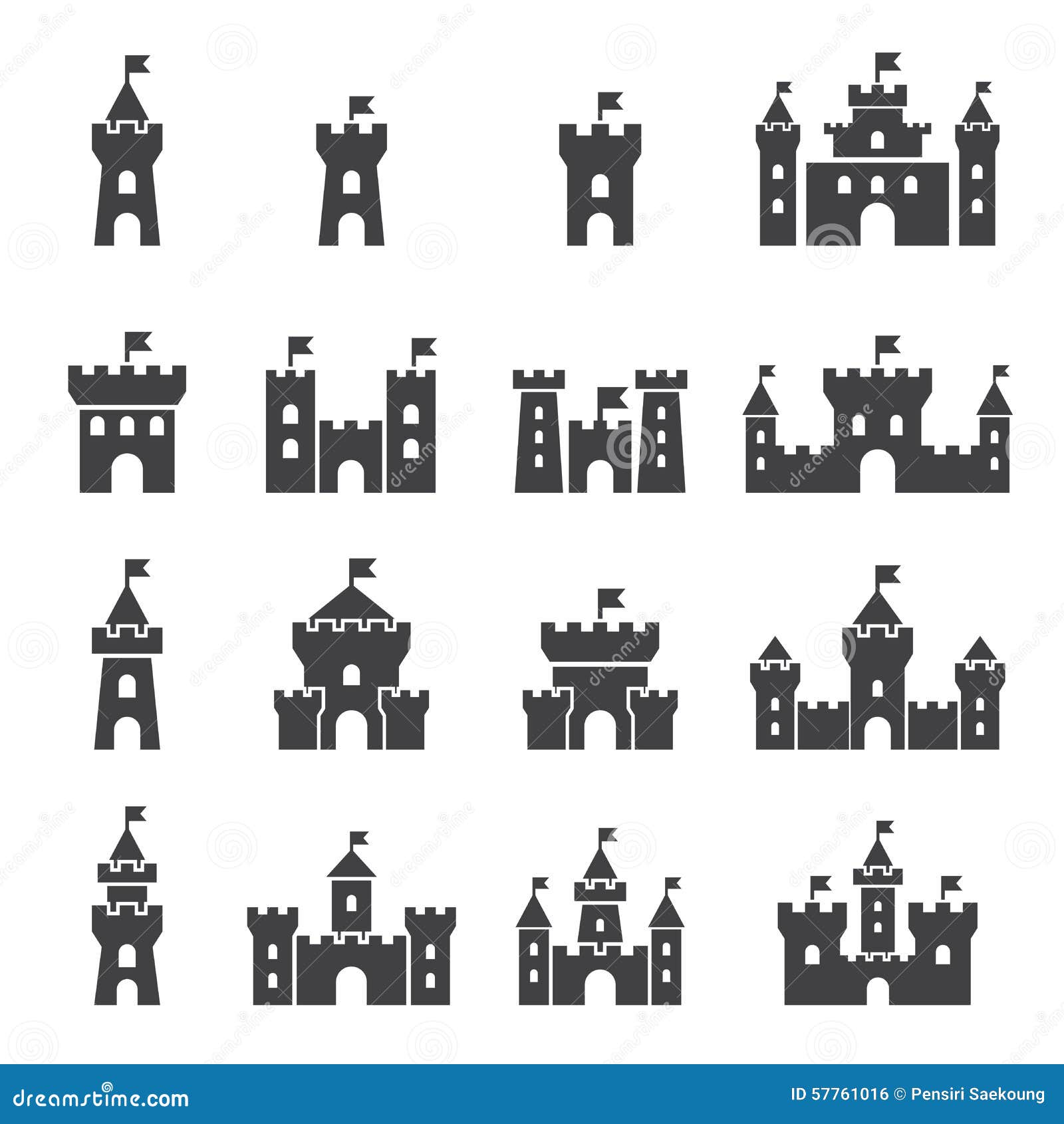 Castle icon set stock vector. Illustration of antique - 57761016
